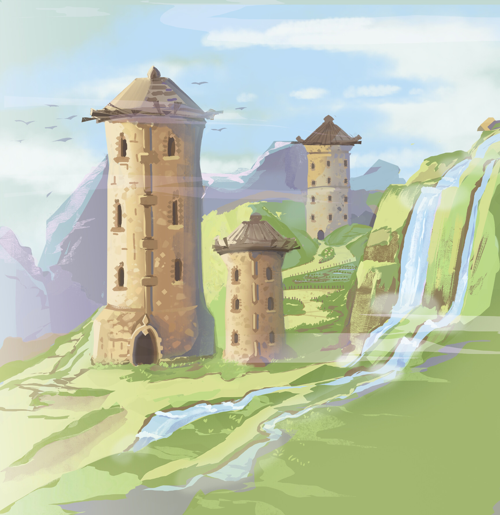 ArtStation - A small valley in the mountains