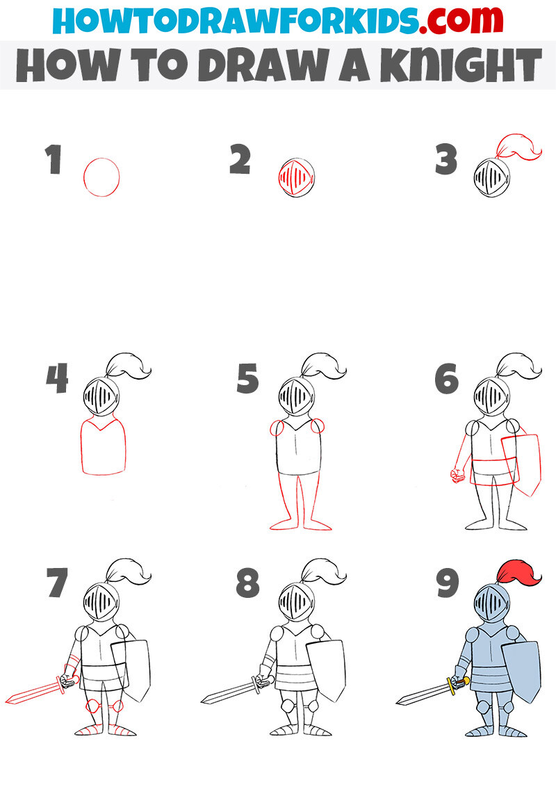 how to draw a knight easy