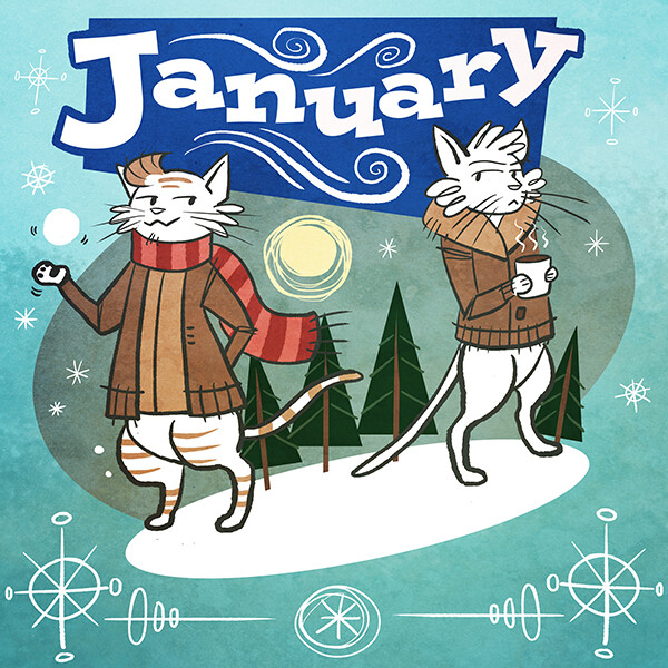 ArtStation - Cat Calendar- January