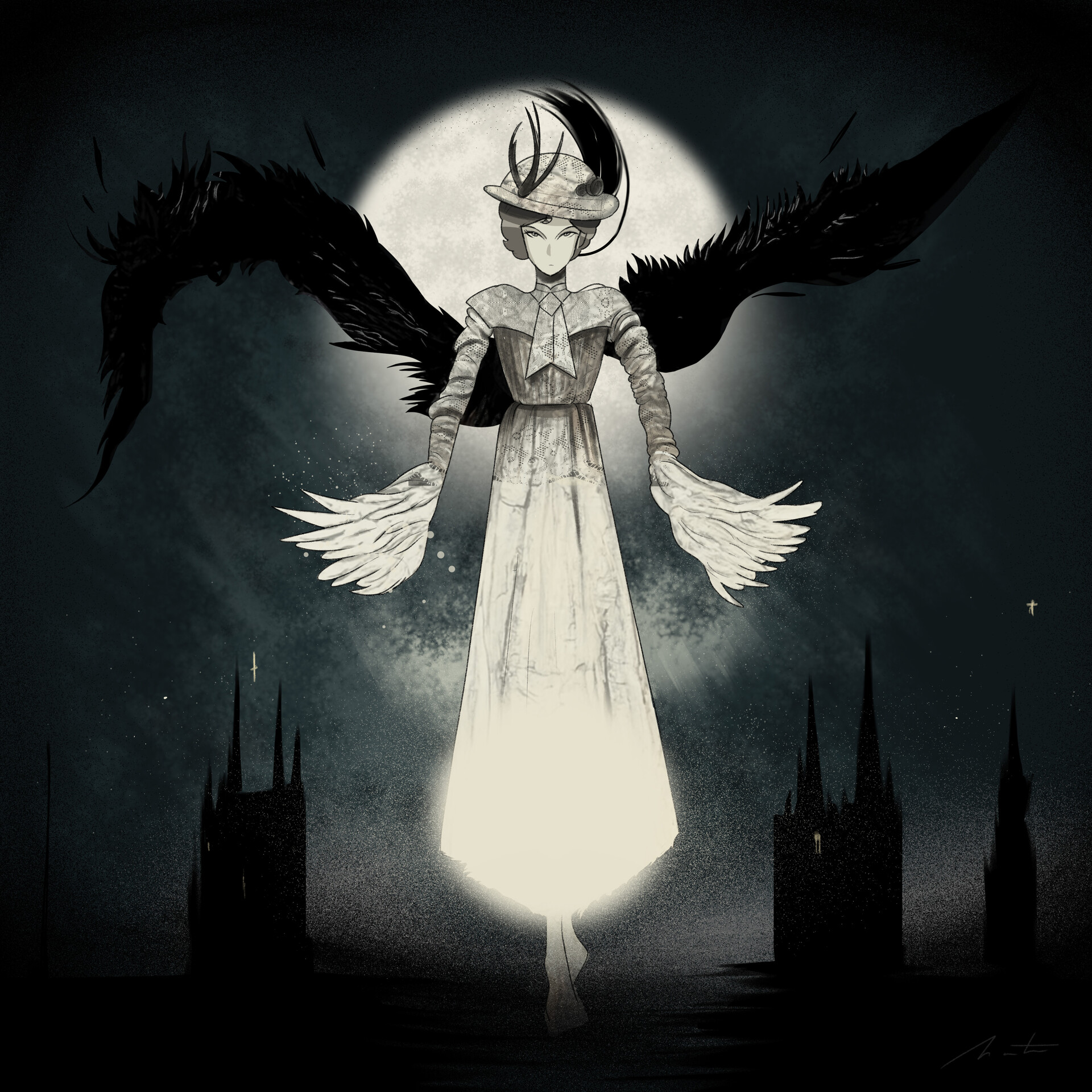 ArtStation - Emma, angel of light and darkness