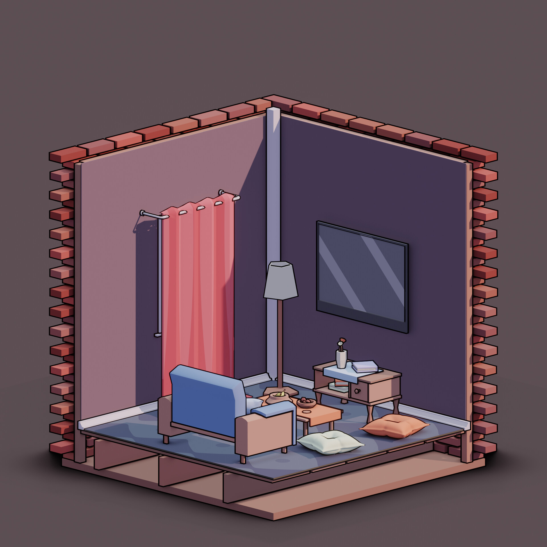 ArtStation - Low Poly Living Room