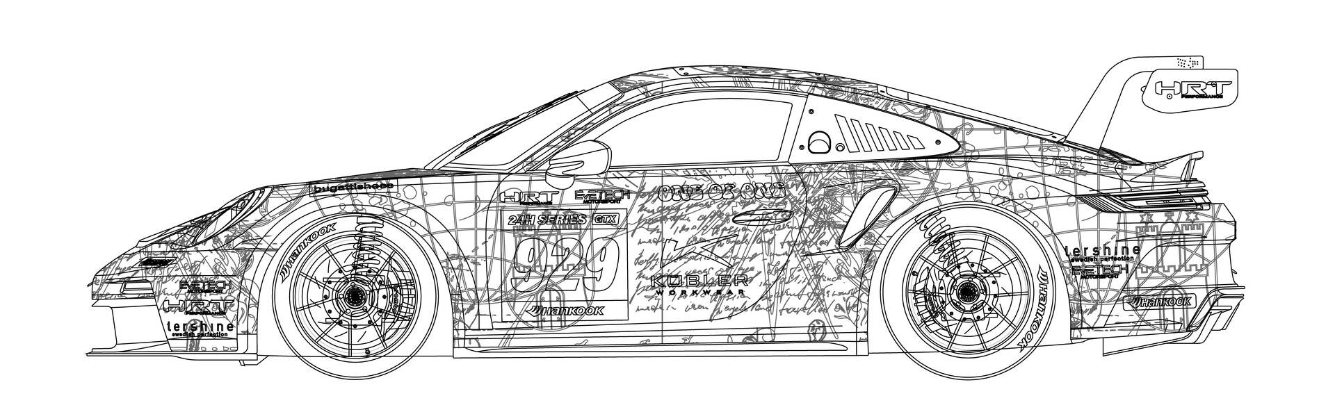 porsche 911 gt3 rs coloring pages