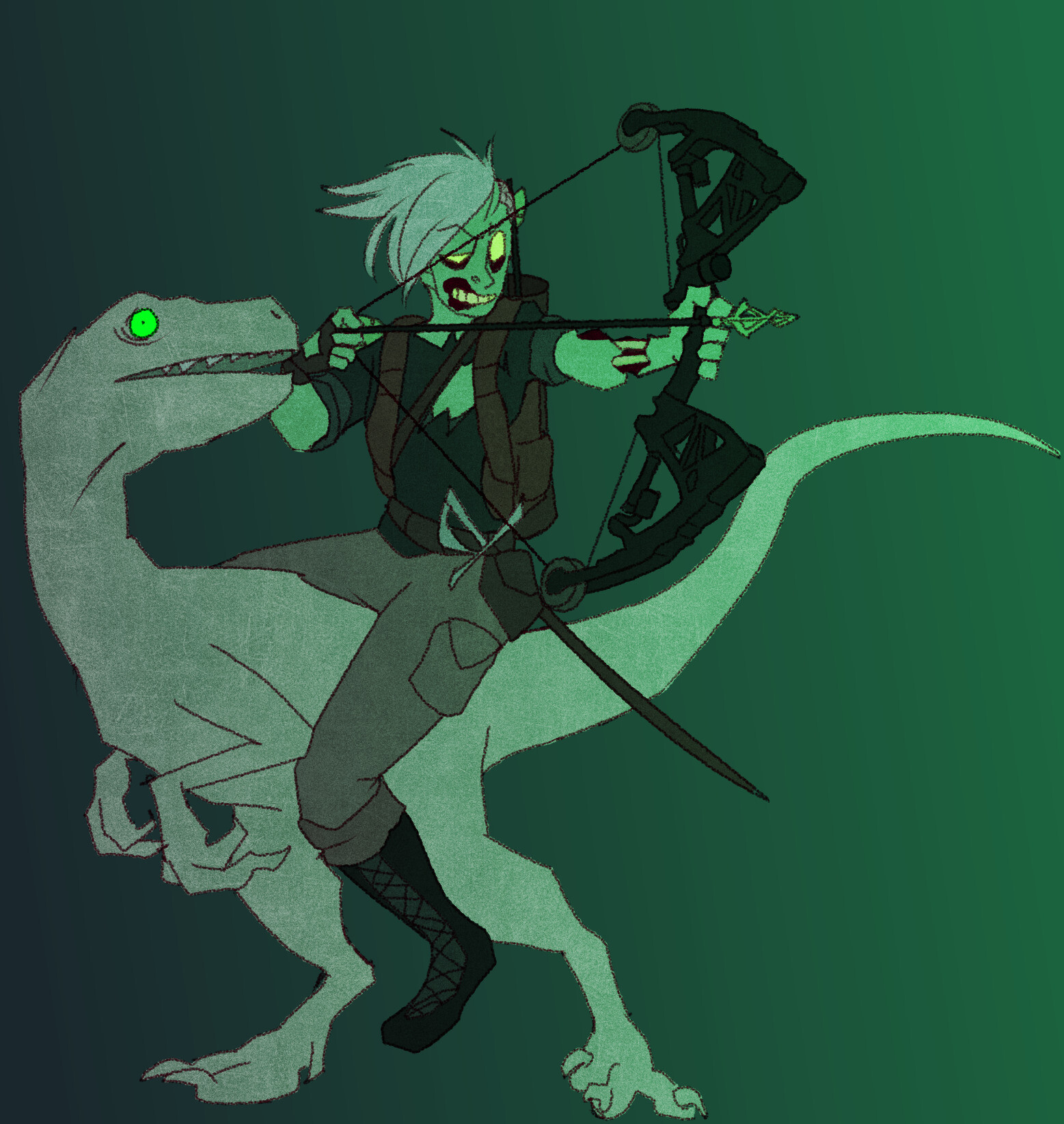 ArtStation - Zombie Archer Riding a Dinosaur (Randomized Character Design)