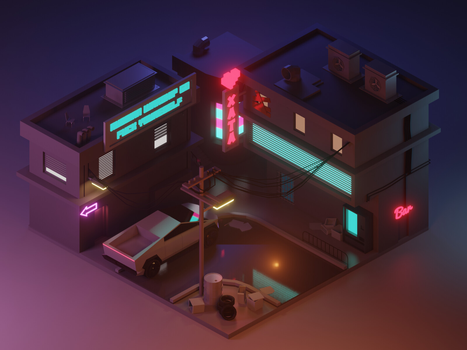 ArtStation - Few Low Poly Orthographic views