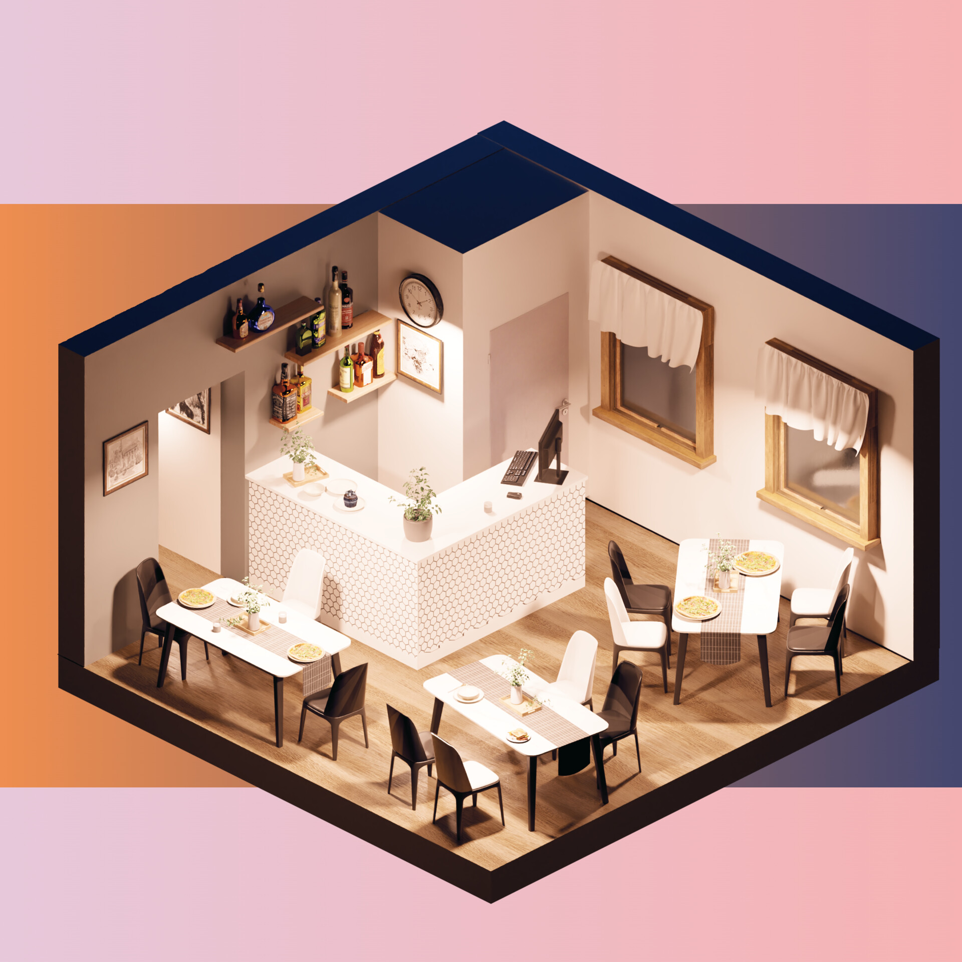 ArtStation - Stylish Isometric Restaurant