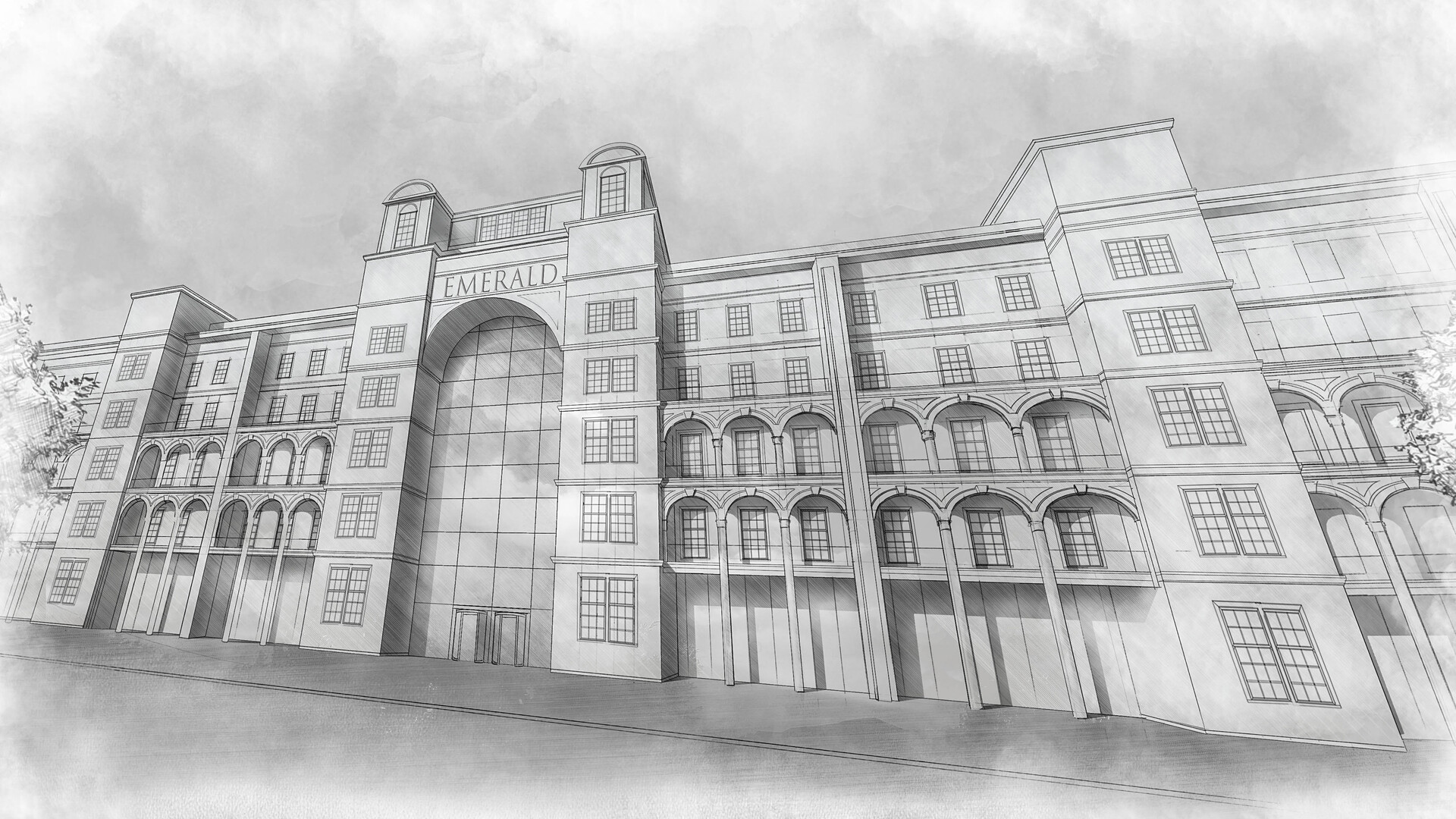 ArtStation - Hotel Concept Traditional Sketch Perspective