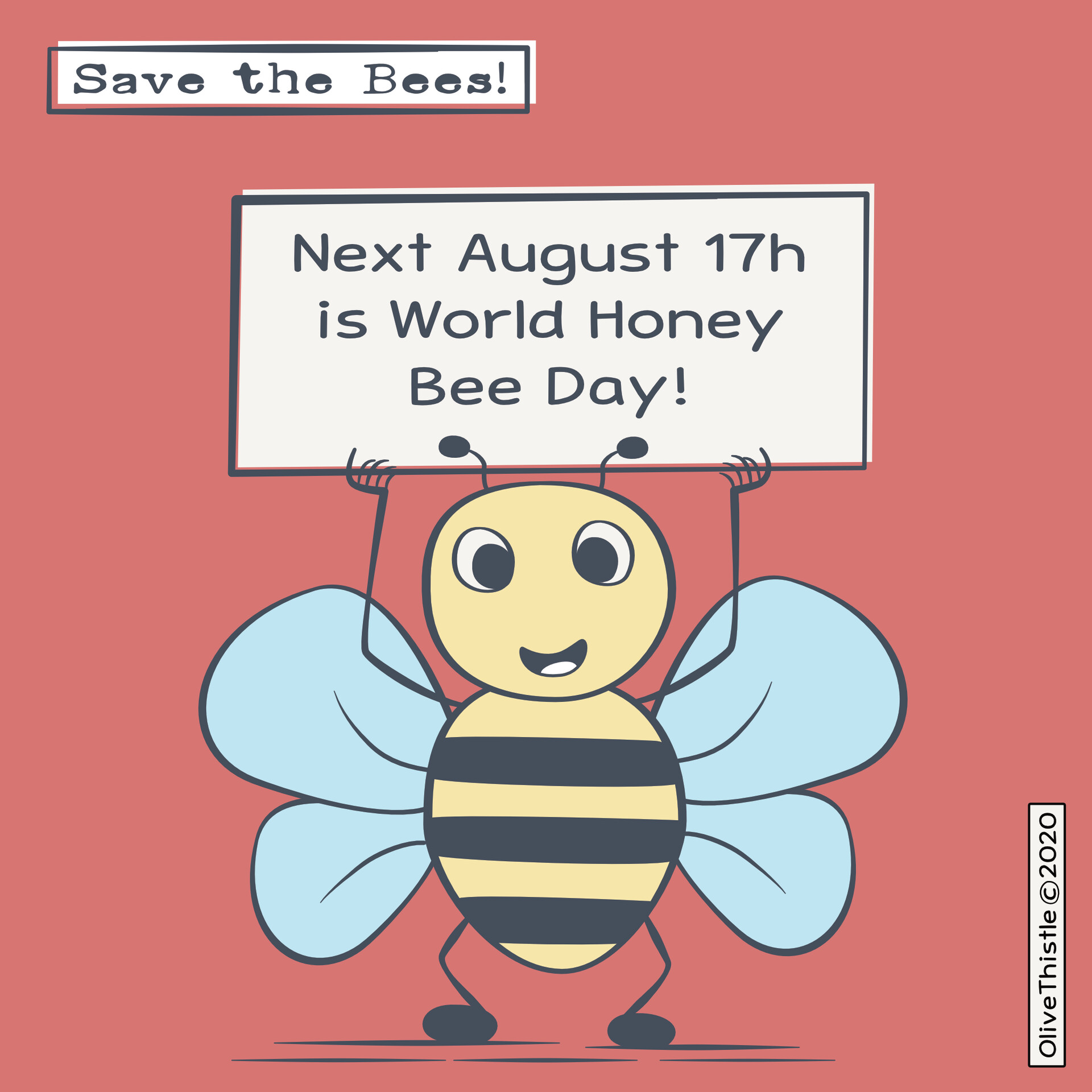 ArtStation - Bee cartoon - "World Honey Bee Day!"