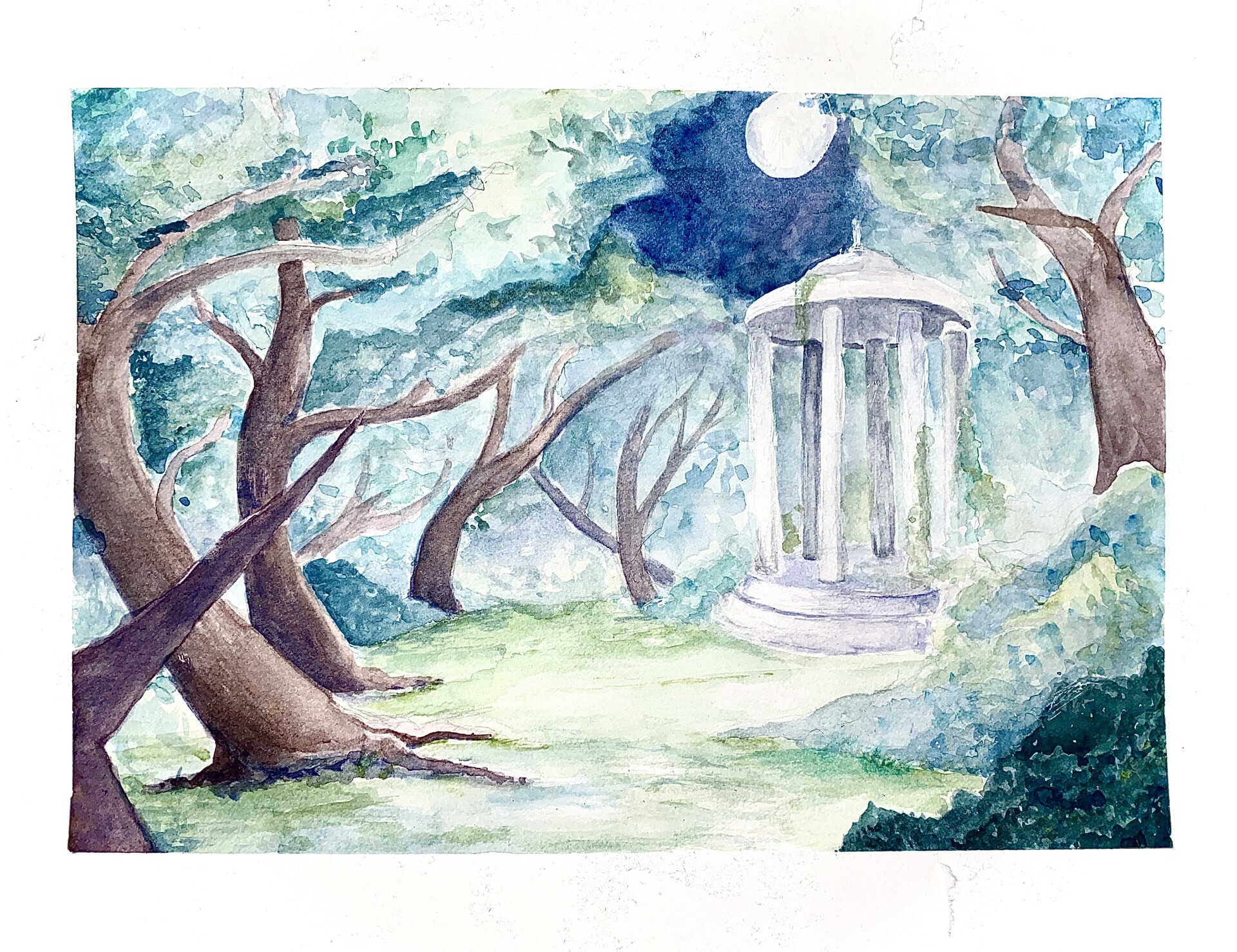 ArtStation - Full Moon Over Gazebo