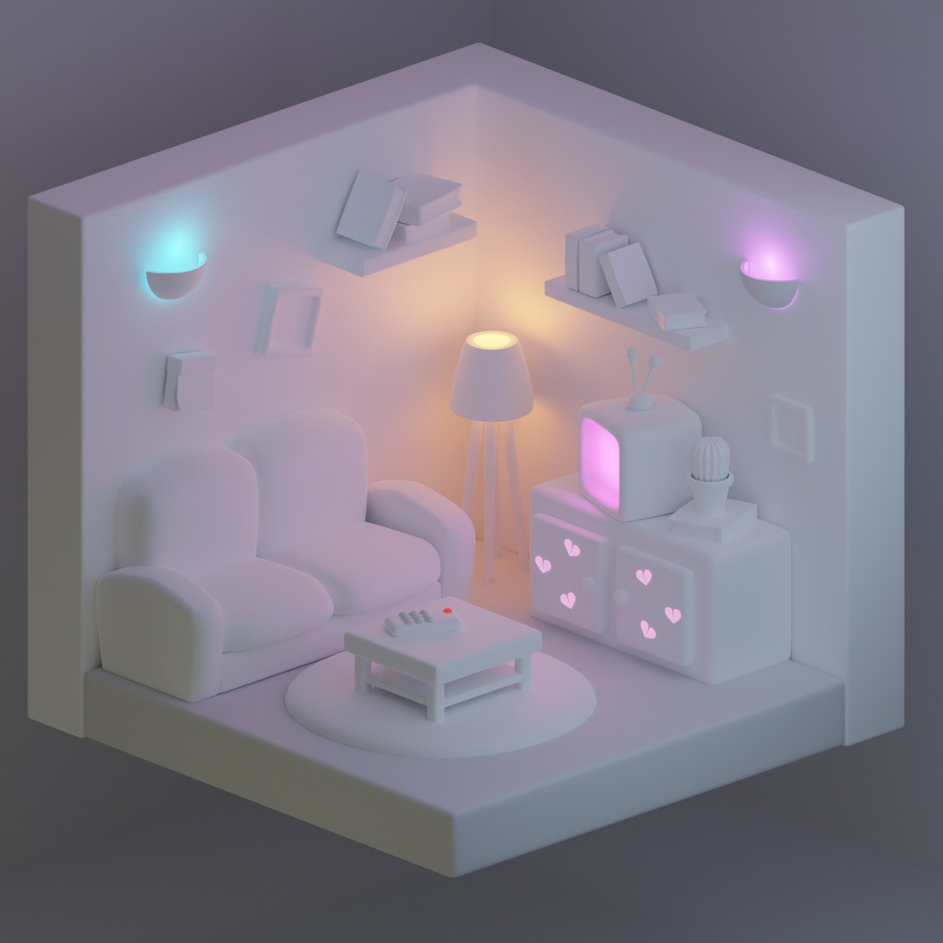 ArtStation - white living room