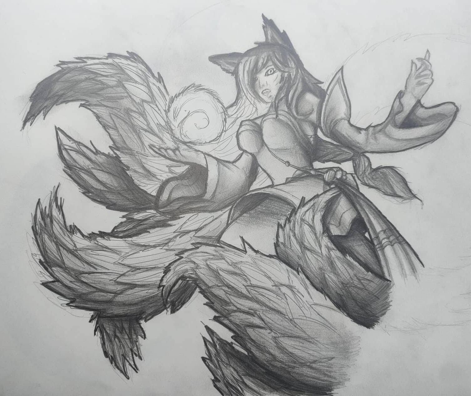ArtStation - Pencil drawing of Ahri from League of Legends
