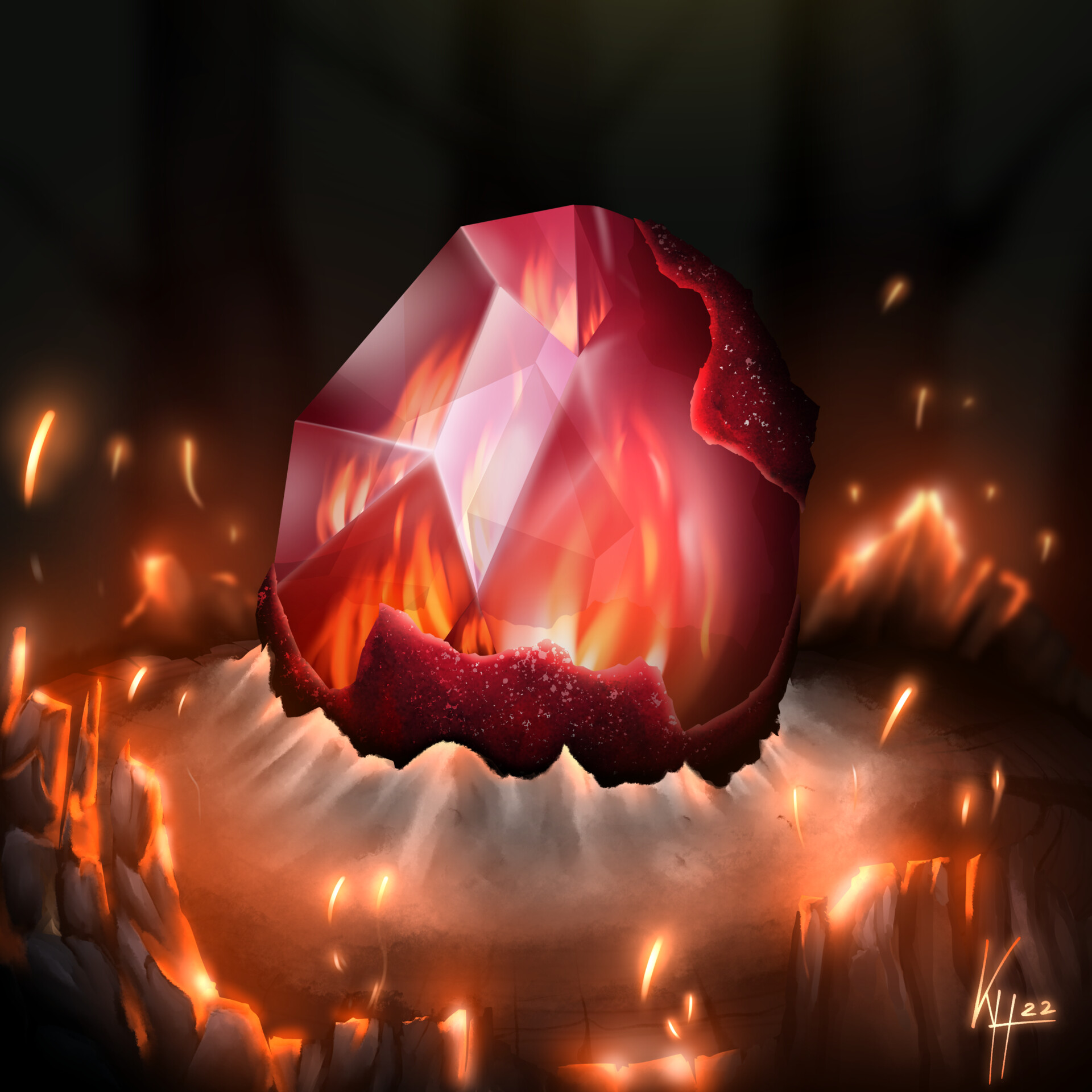 ArtStation - Ruby Phoenix Egg --- commission