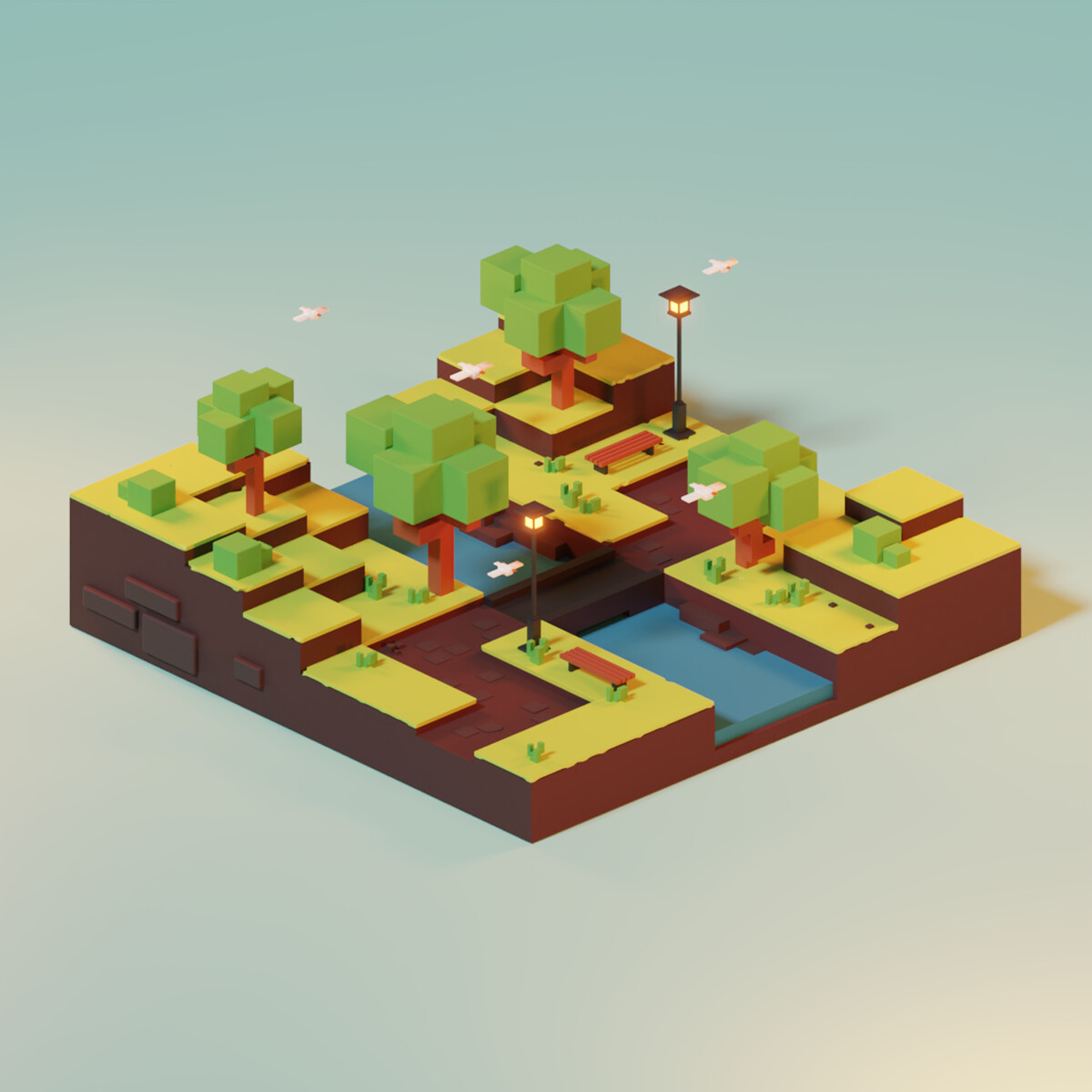ArtStation - Isometric Minecraft vibe