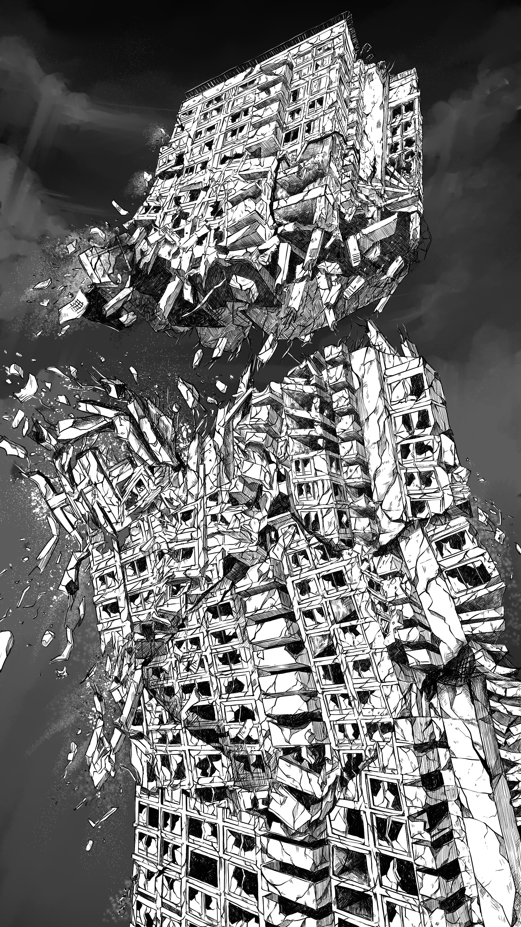 how to draw collapsed buildings