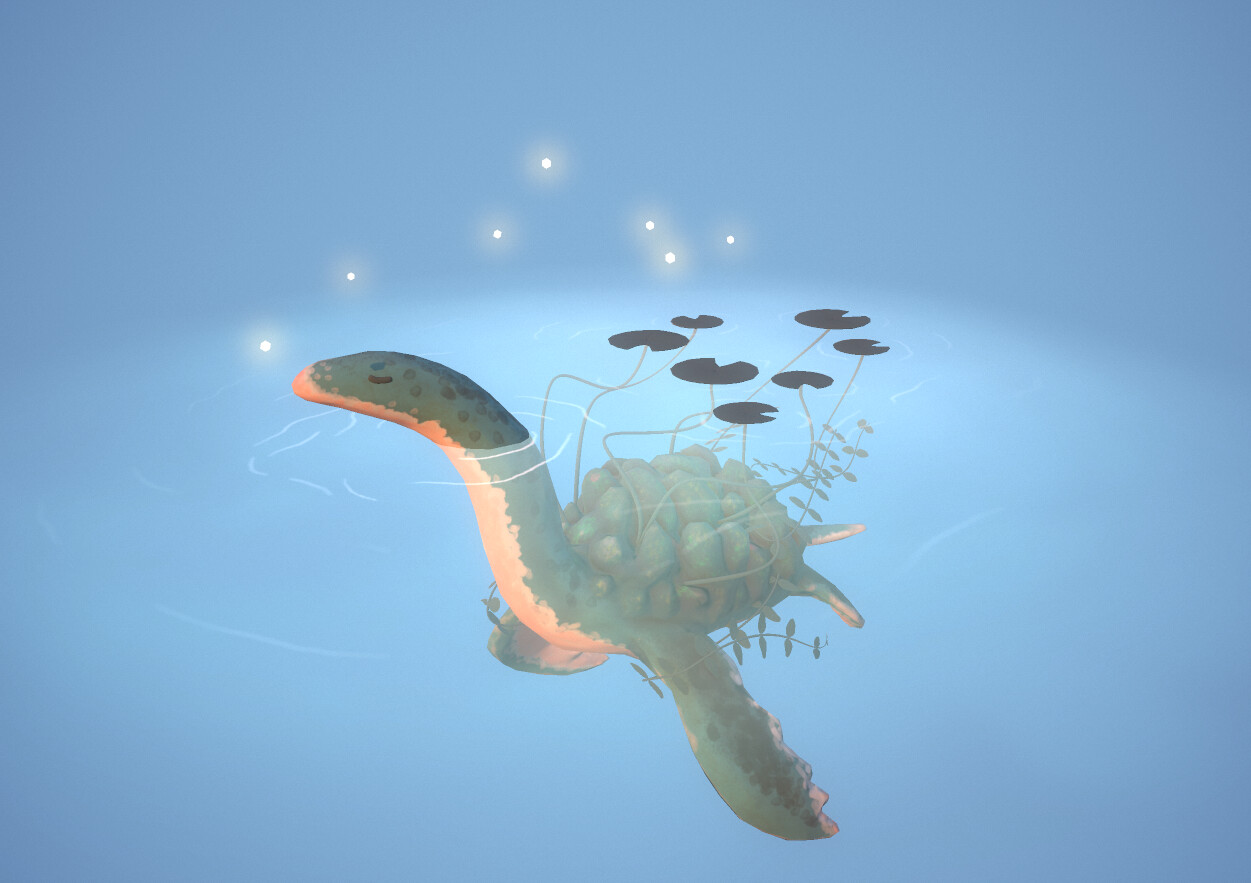 ArtStation - Swamp turtle with water lily