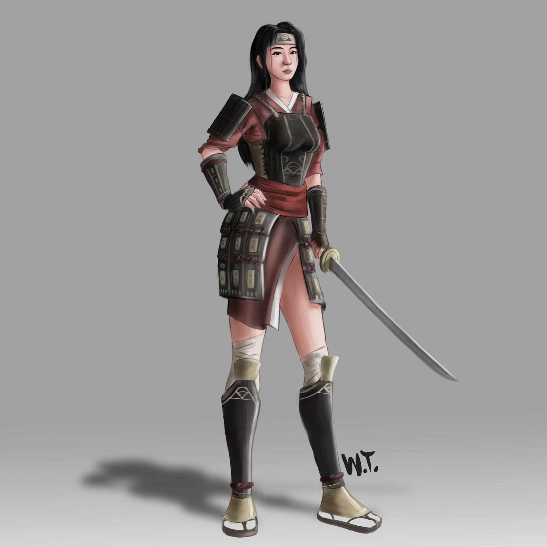 ArtStation - Lady samurai from red mountain clan