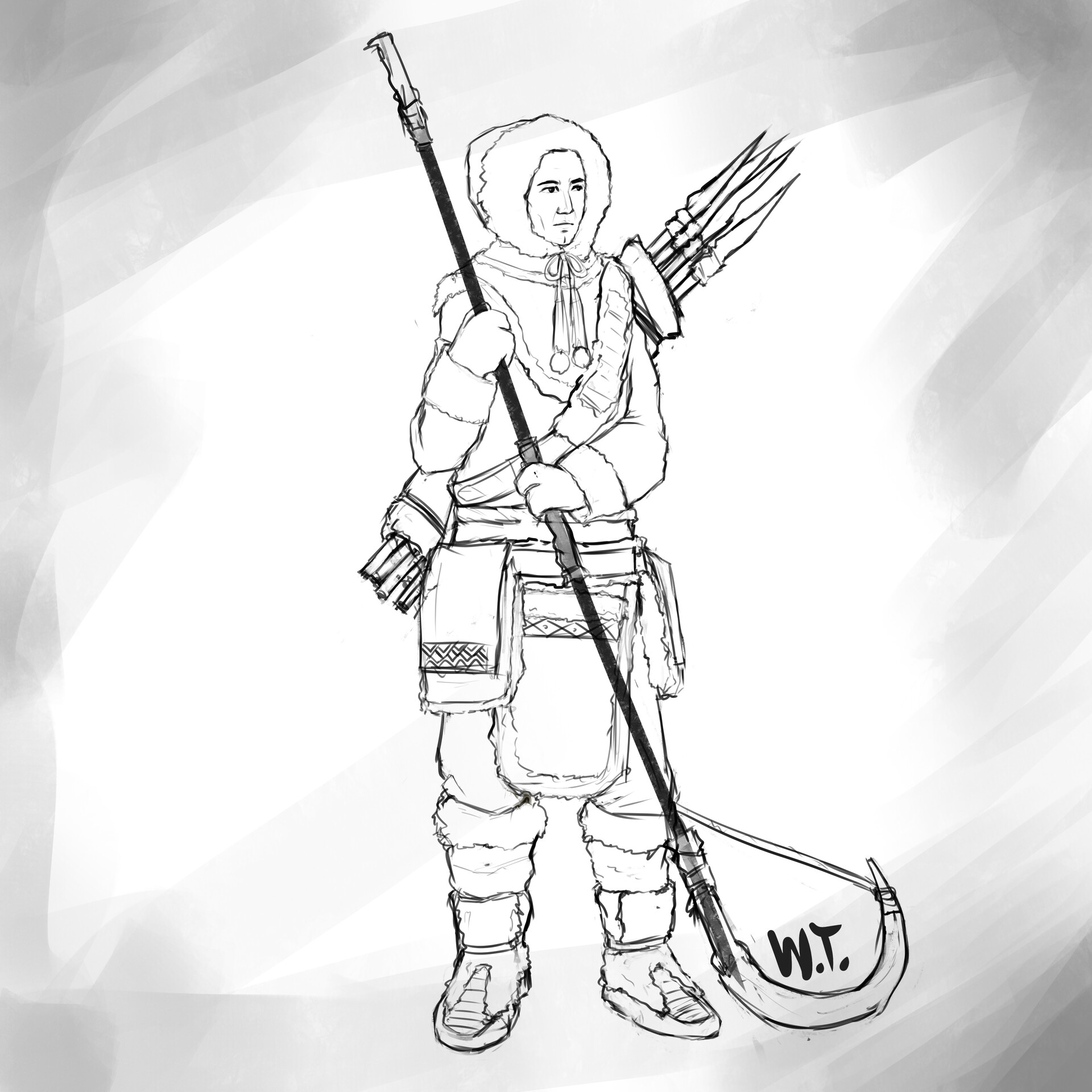 ArtStation - Inupiat hunter (sketch)