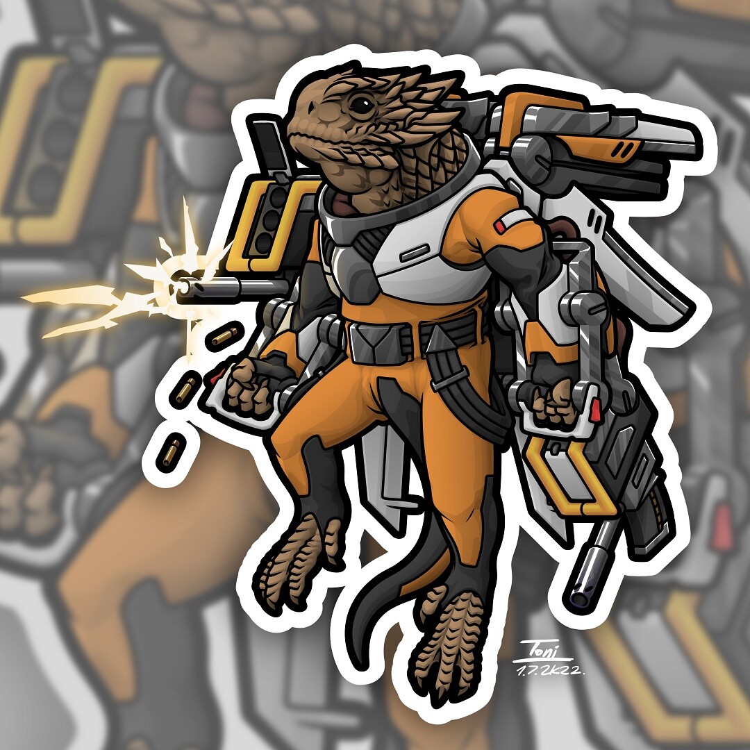 ArtStation - Desert horned lizard jetpack