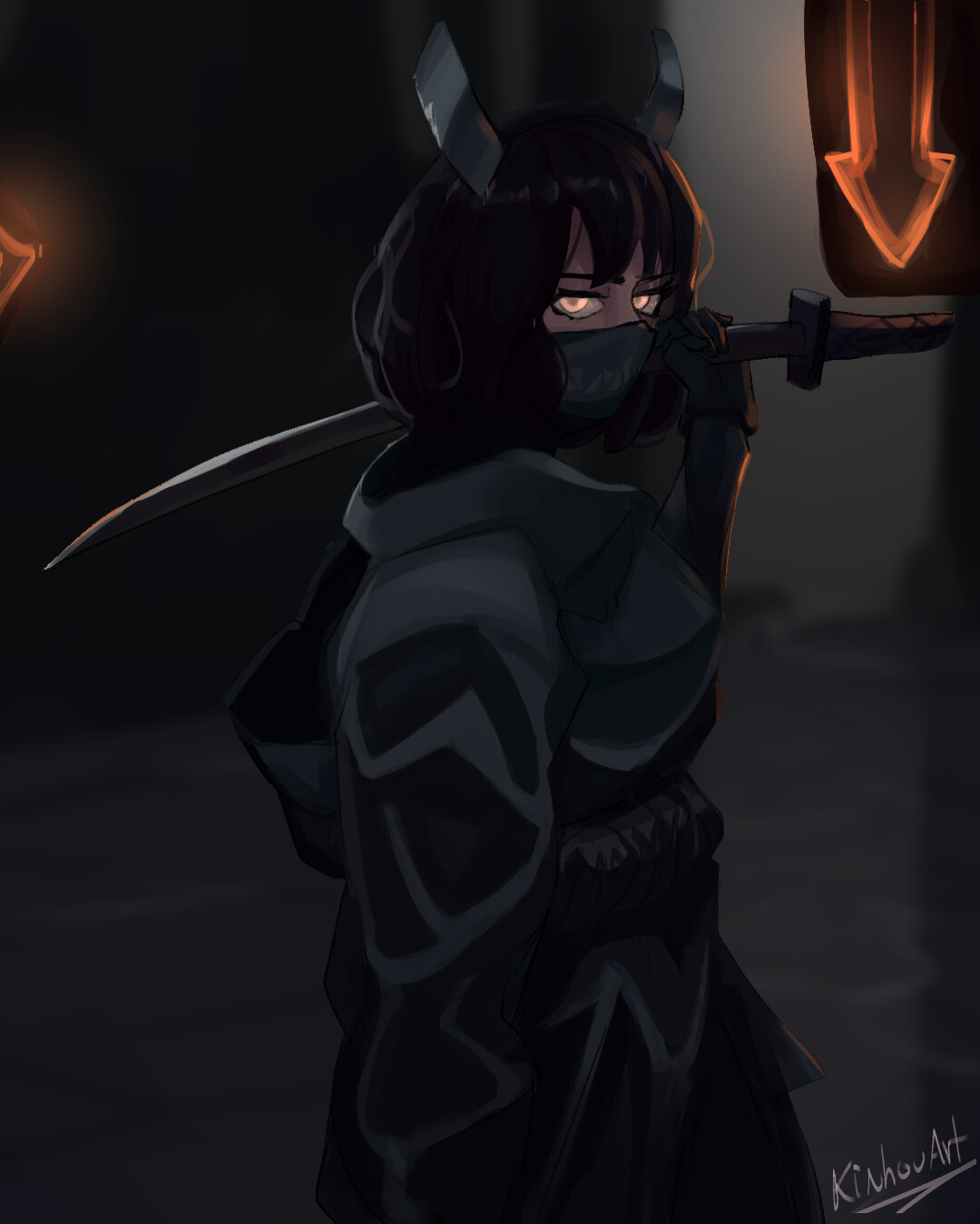 ArtStation - Katana at Night - Character Illustration