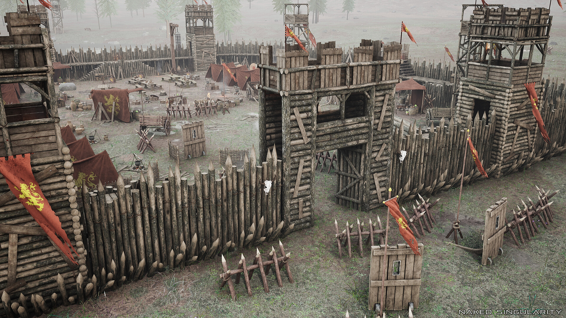 Naked Singularity Studio - Medieval Wooden Fort - Military War Camp