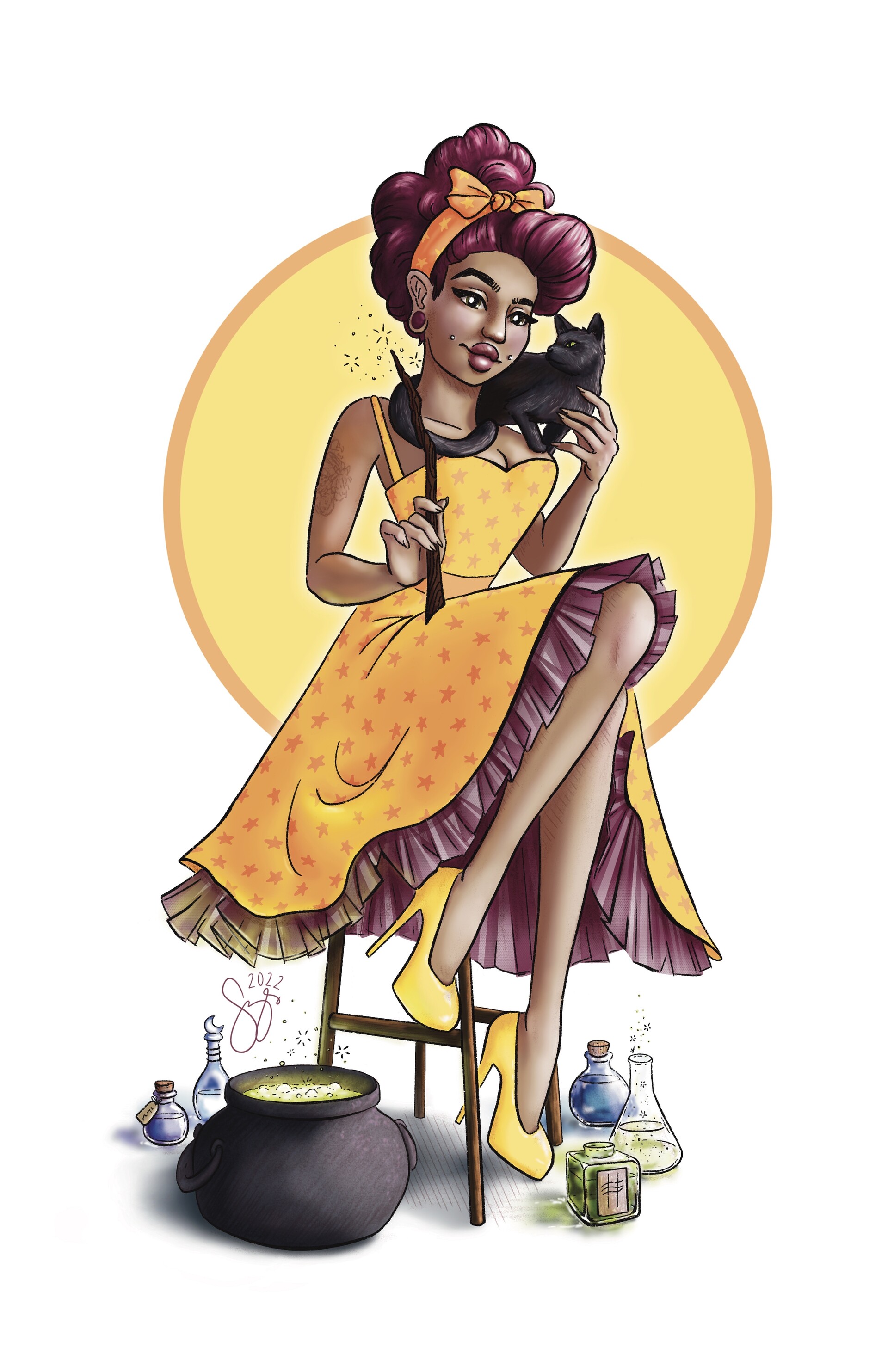 ArtStation - Yellow witch pinup