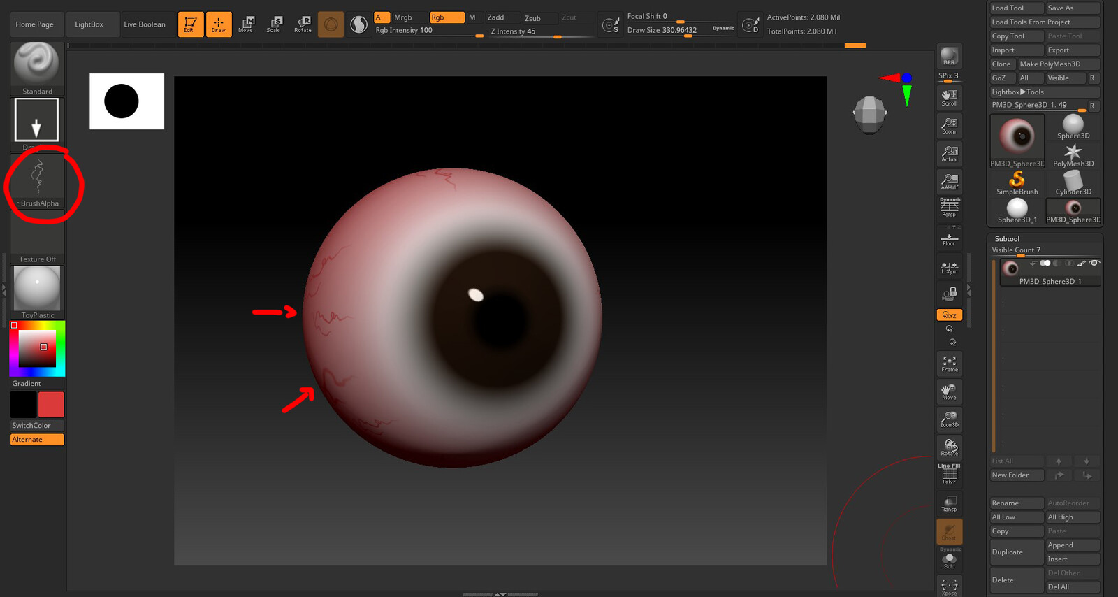 artistic_engineer - Easy eyeball tutorial for Zbrush render preview