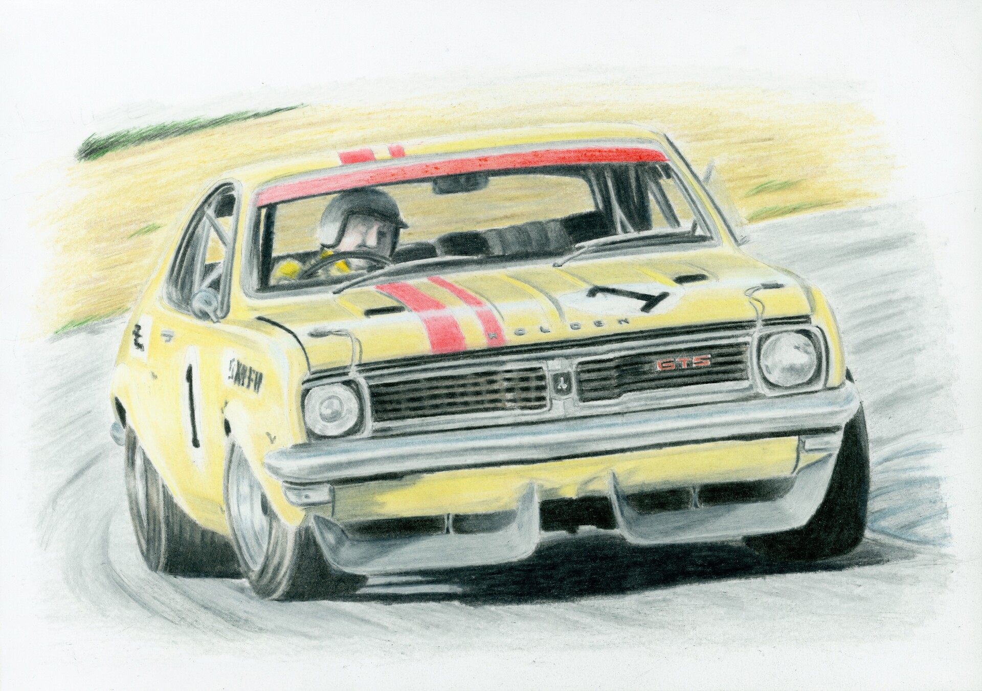 ArtStation - Coloured Pencil Drawing - Norm Beechey's Holden HT Monaro GTS