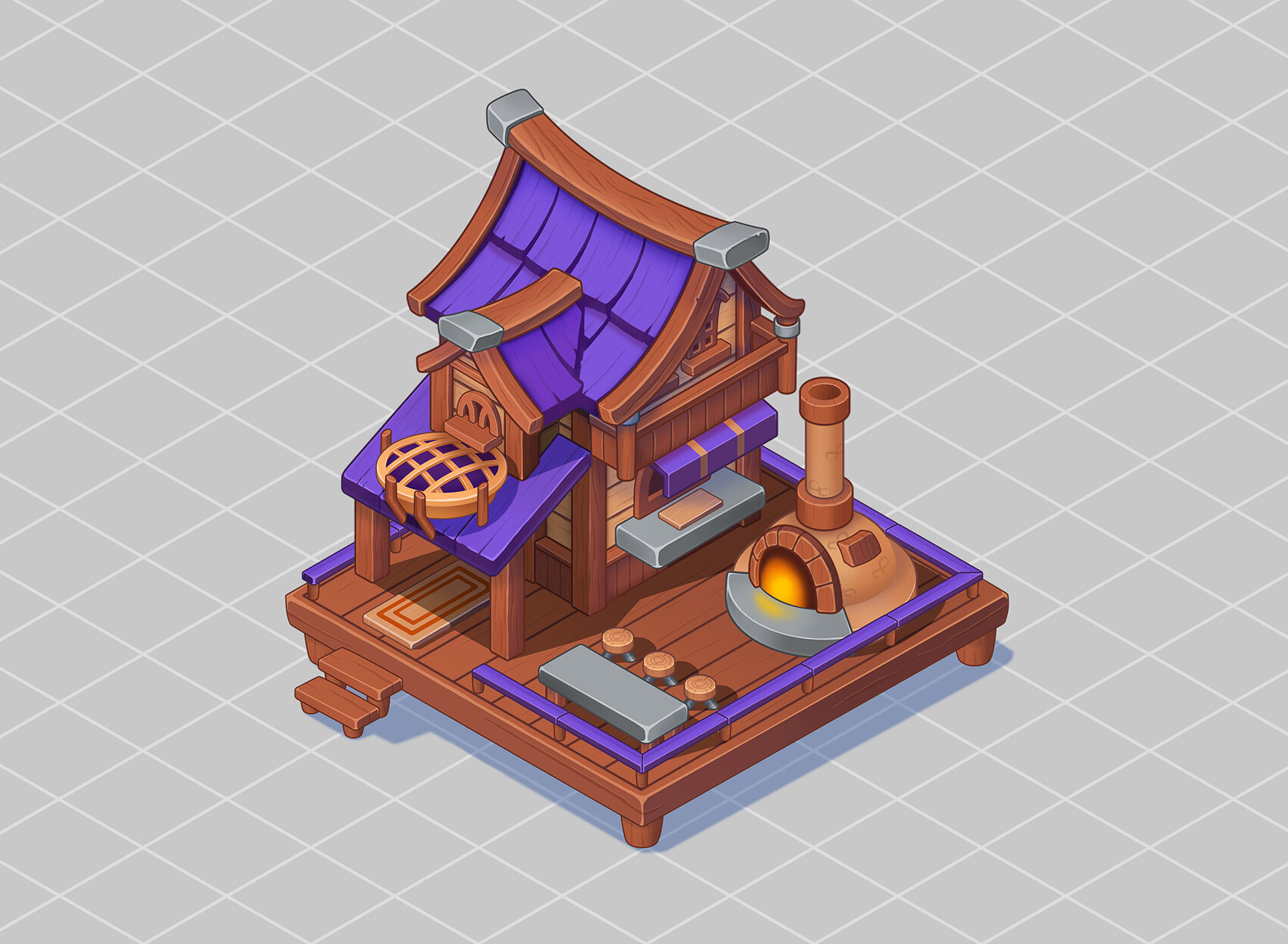 ArtStation - Isometric house bakery in casual style