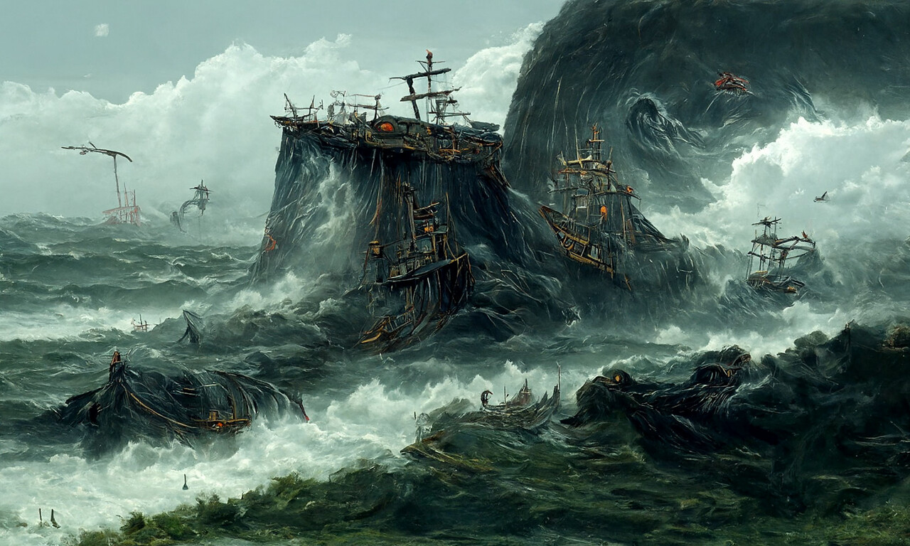 ArtStation - Pirates Ship Gets Destroyed By Big Waves