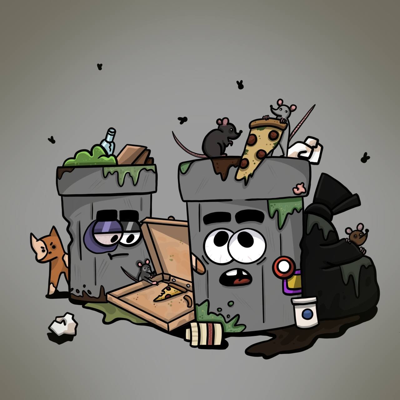 ArtStation - cartoon trash cans