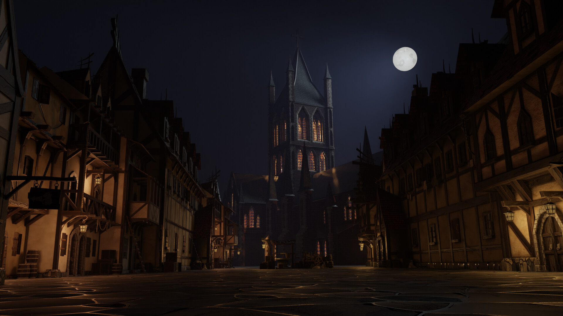 ArtStation - Medieval town and church (3D)
