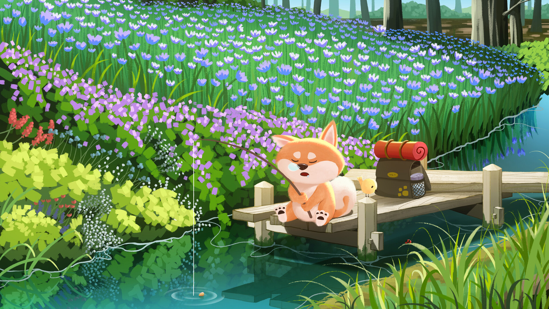 ArtStation - shiba inu（fishing）
