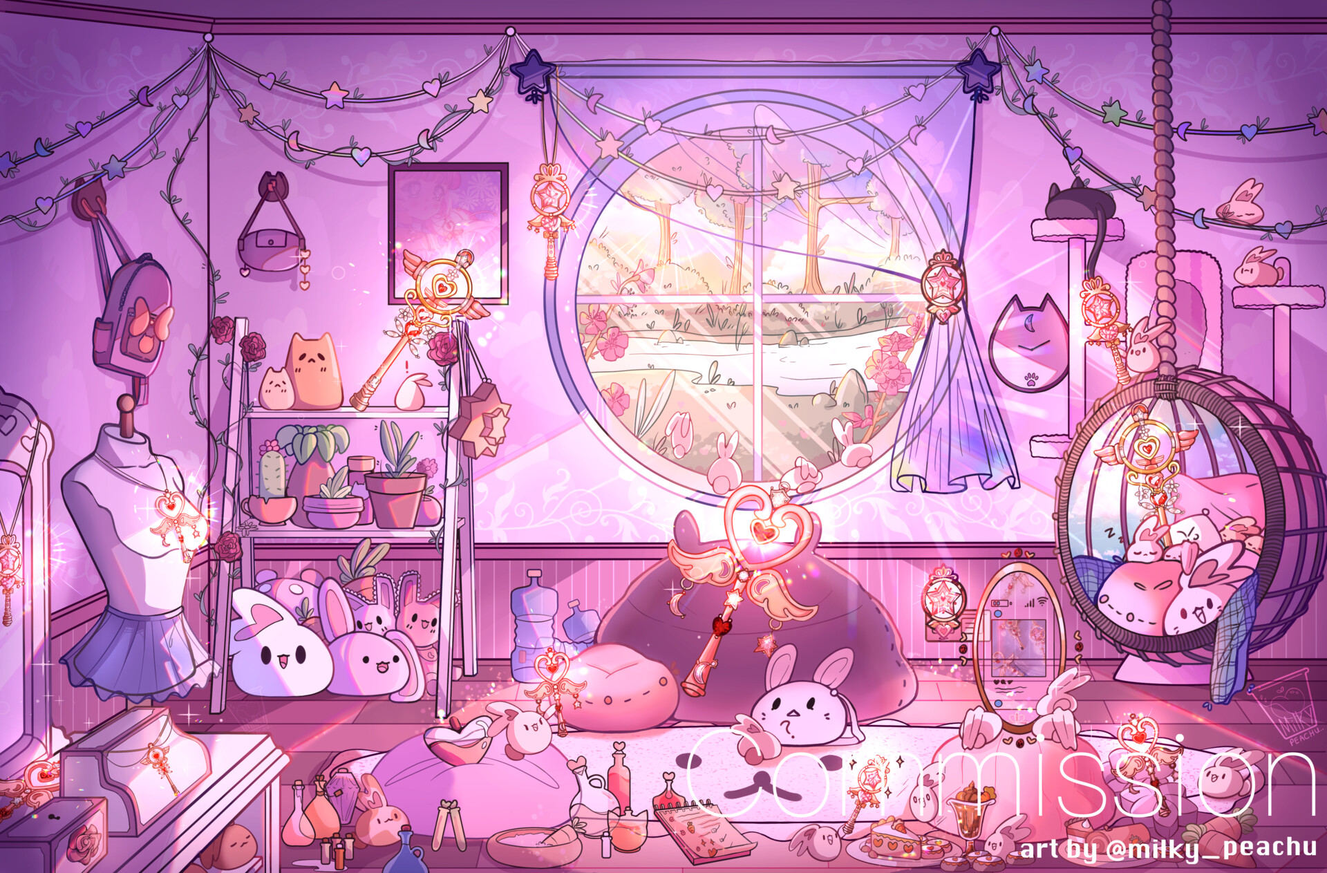 ArtStation - Magical girl bunny bedroom {Commission}