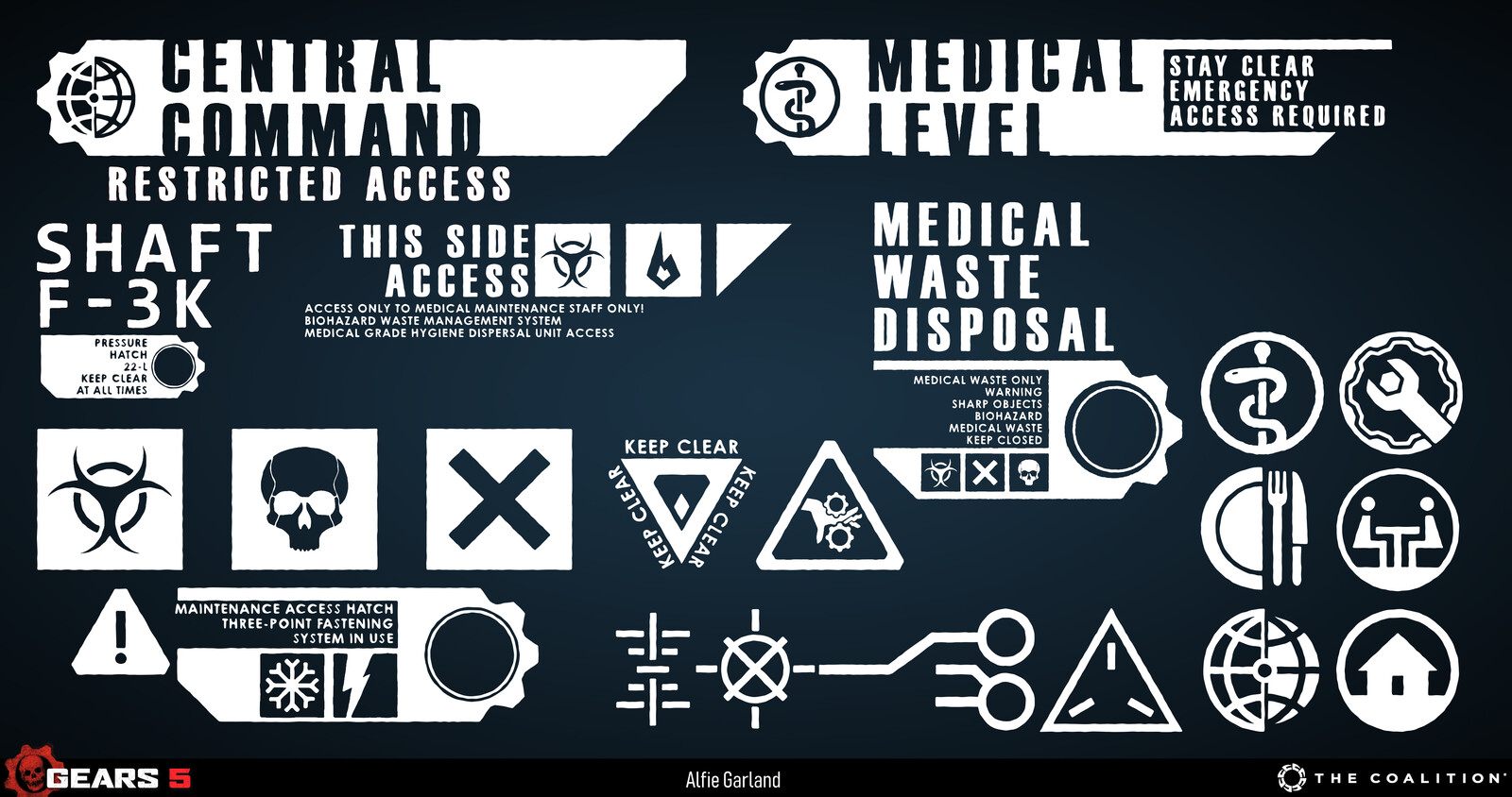 Alfie Garland - Gears 5: various signage and graphics