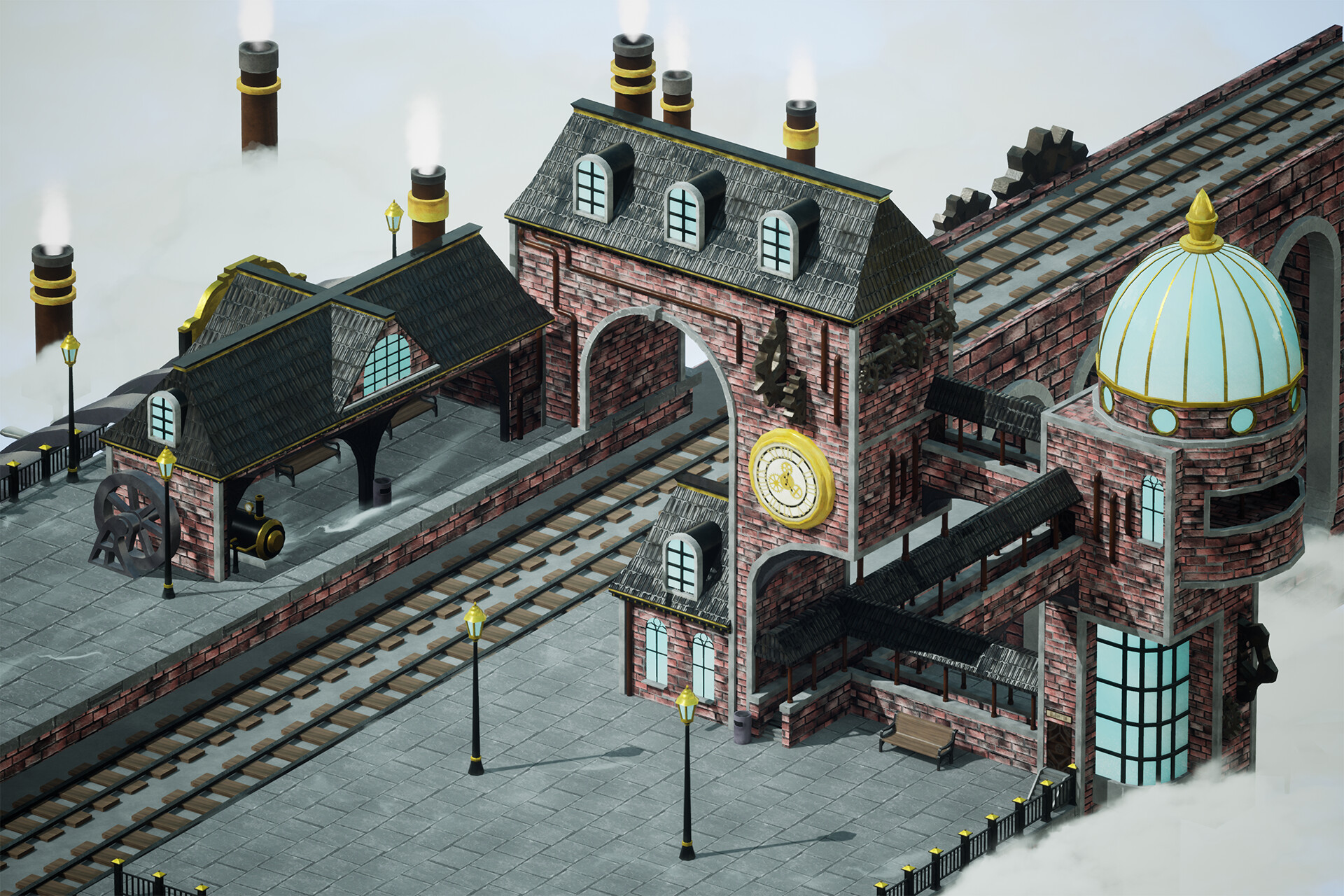 ArtStation - Illusion project- Steampunk train station