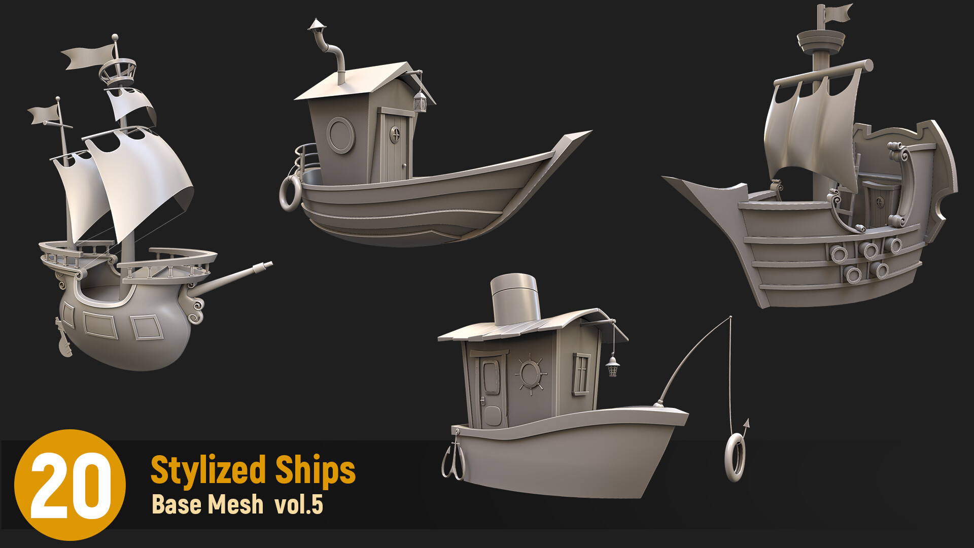 sajjad - 20 Stylized Ships Base Mesh vol.05