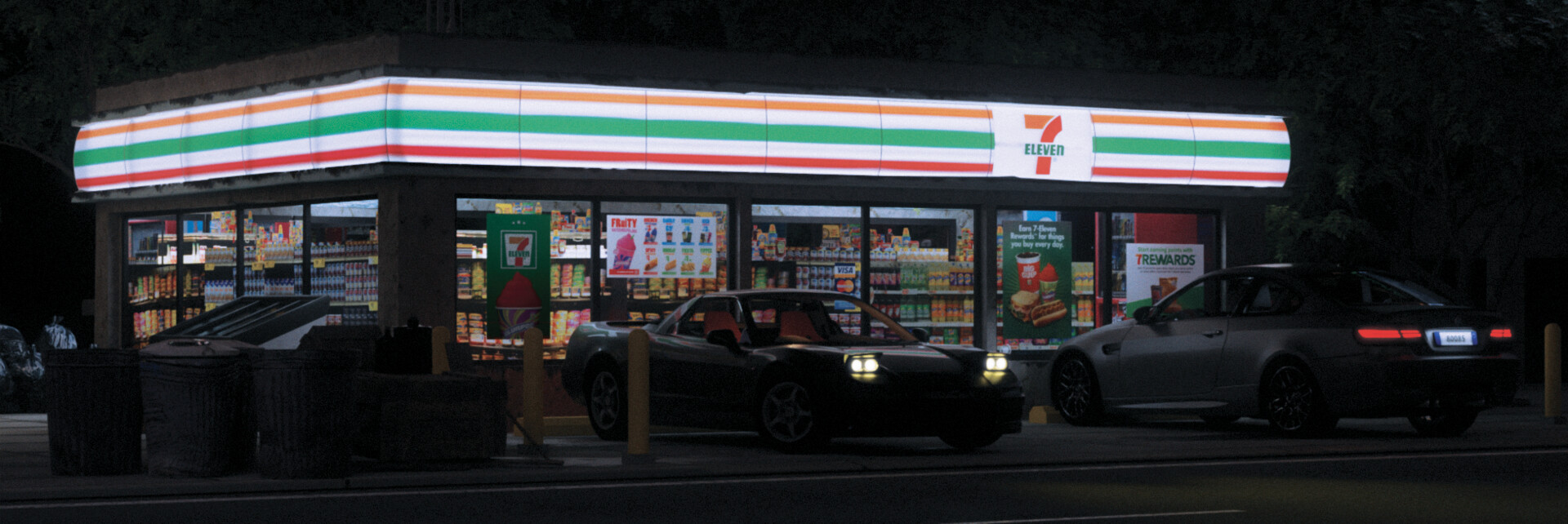 ArtStation - 711 with cars scene