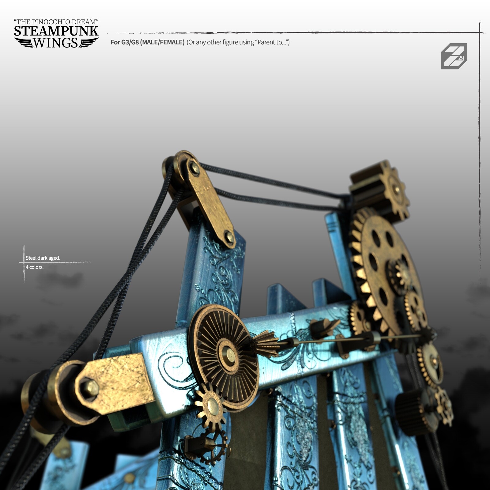 Zakiel29 - Dario Rossi - Steampunk/Pinocchio Wings (Second Life - Daz ...