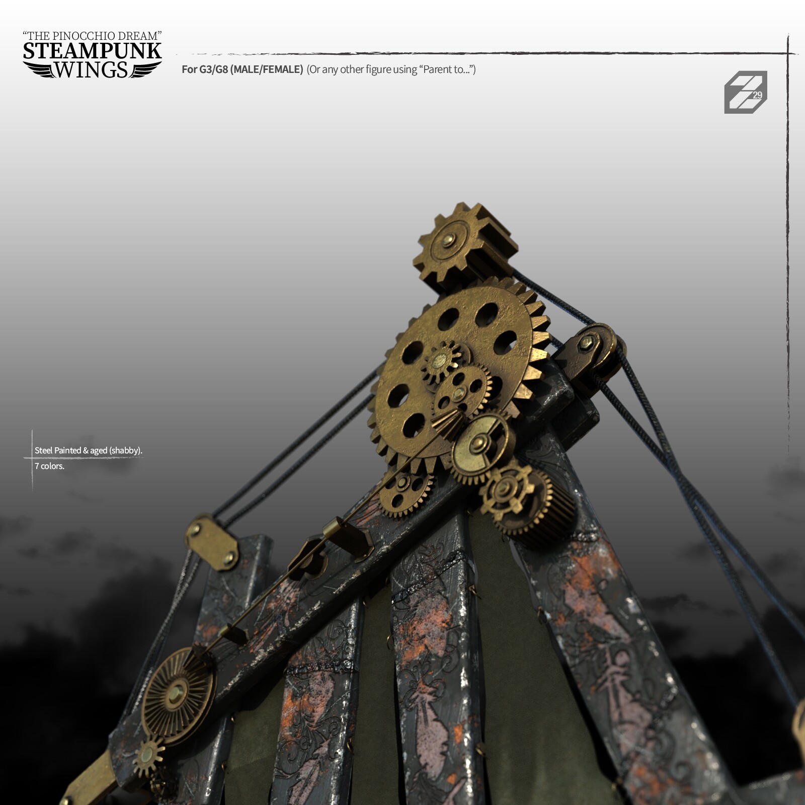 Zakiel29 - Dario Rossi - Steampunk/Pinocchio Wings (Second Life - Daz ...