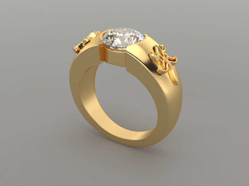 ArtStation - 9ct Yellow Gold Lotus Wedding Ring for Men