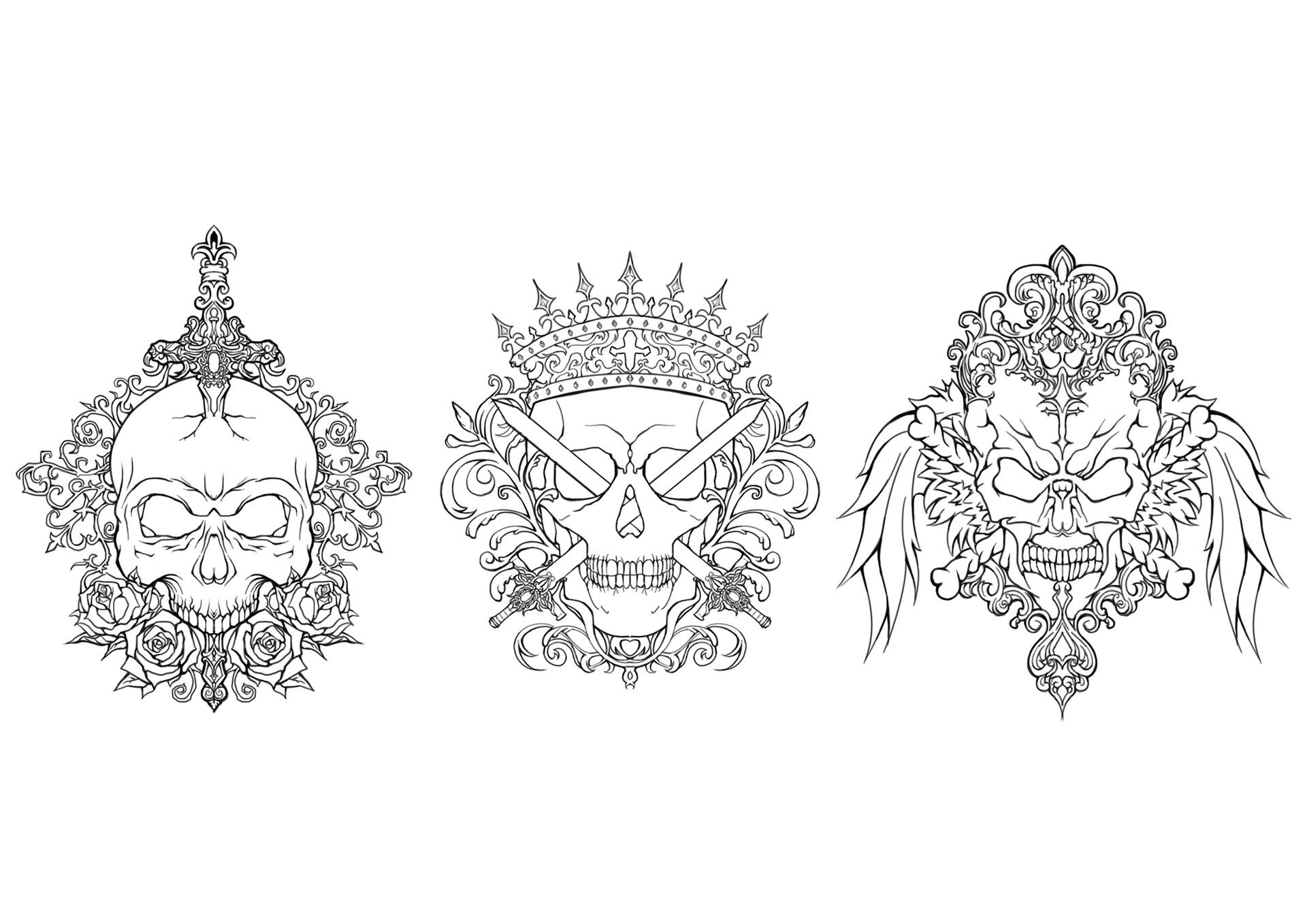 ArtStation - Gothic Skulls.