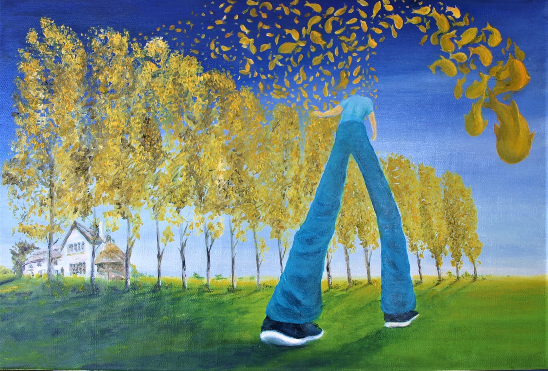 ArtStation - Tall story #3 'Fish leaves,' oil on canvas.