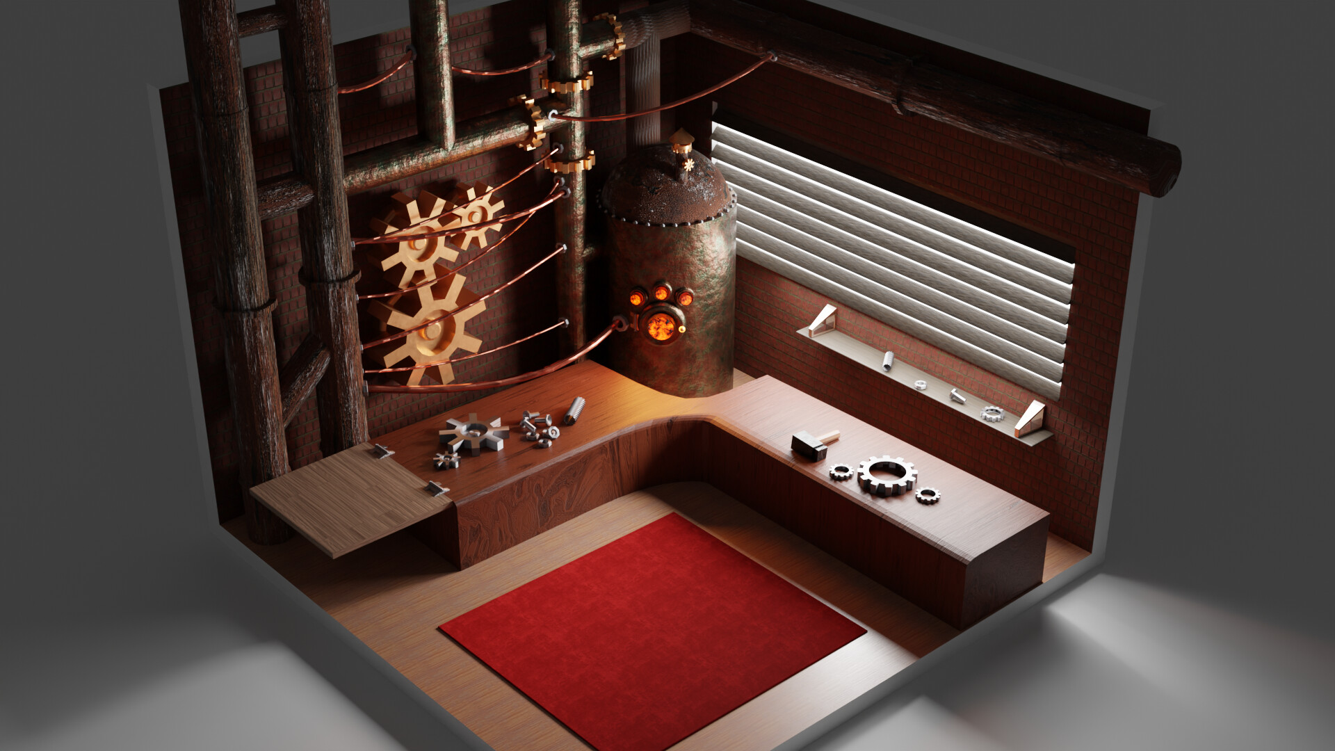 ArtStation - Isometric steampunk room concept art