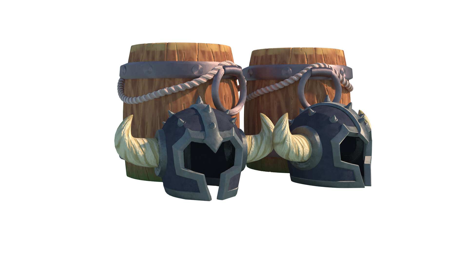 ArtStation - barrel and helmet