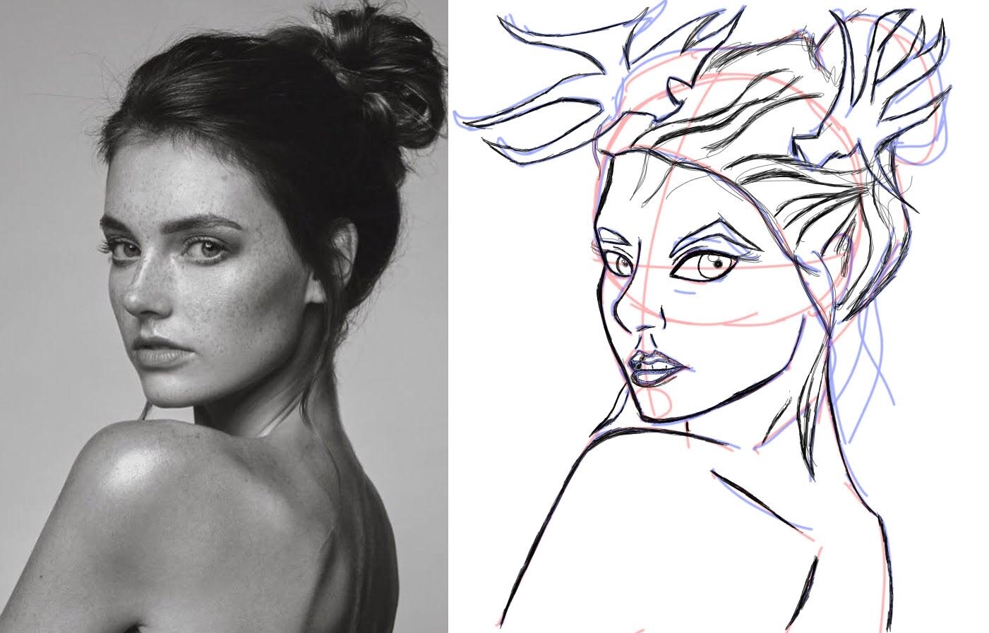 how to draw girl looking back