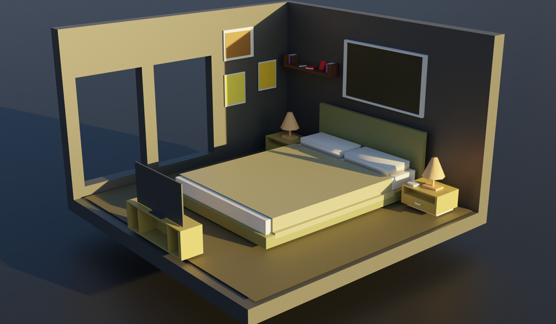 ArtStation - low poly interior