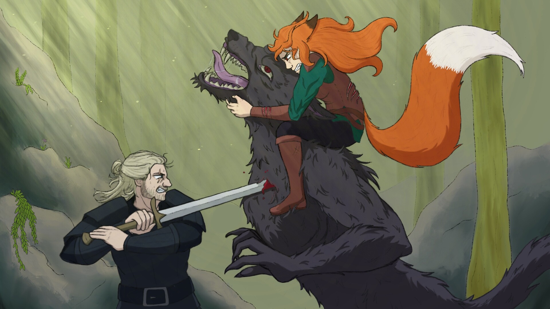 ArtStation - Fight in the woods