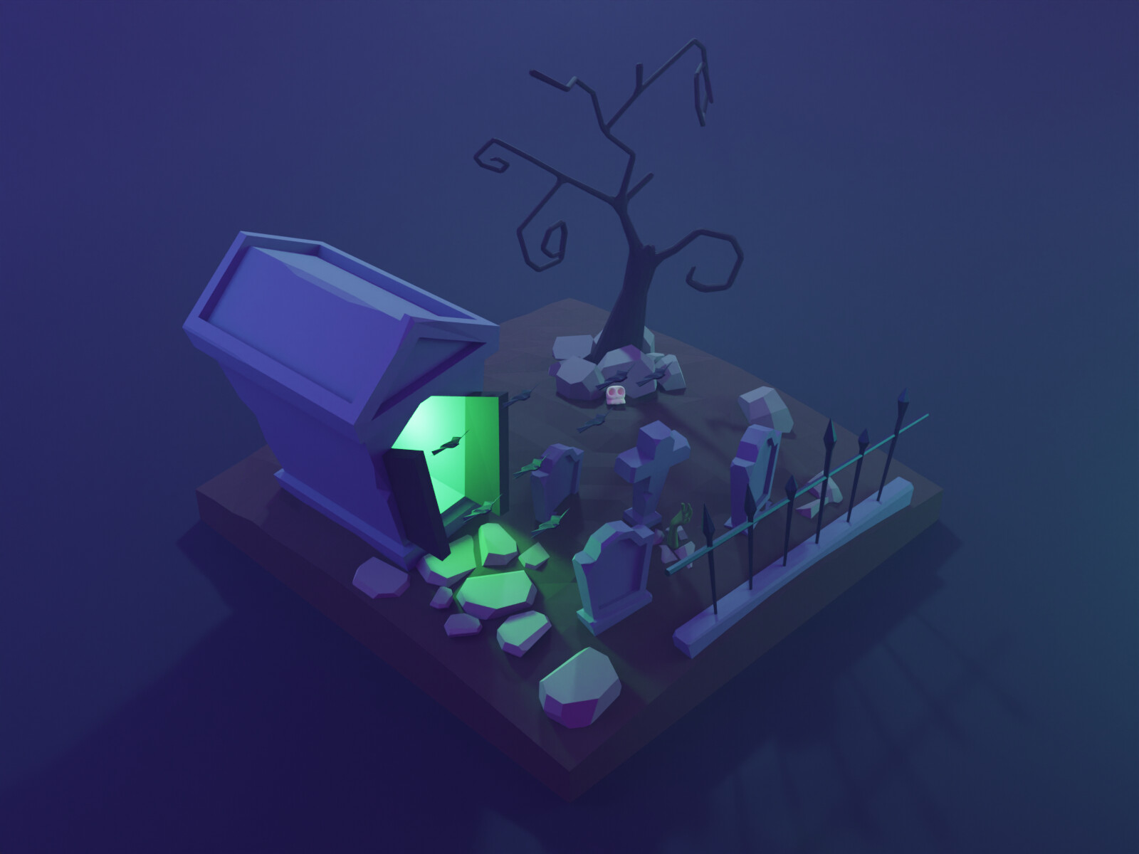 ArtStation - Low poly graveyard