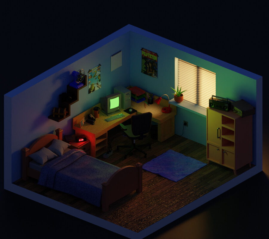 ArtStation - Low poly retro room