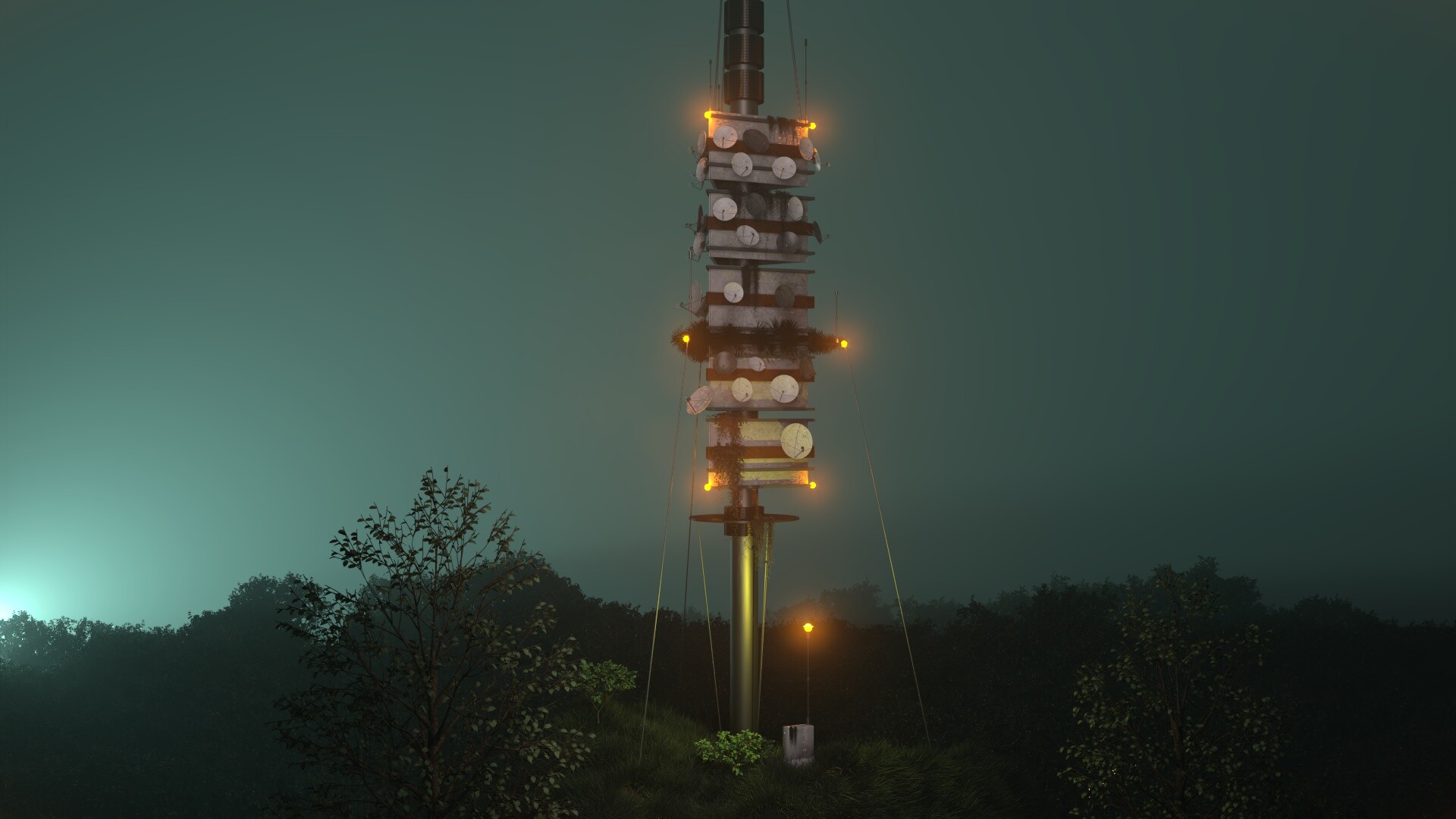 ArtStation - Satellite Tower At Night (Blender Collab)