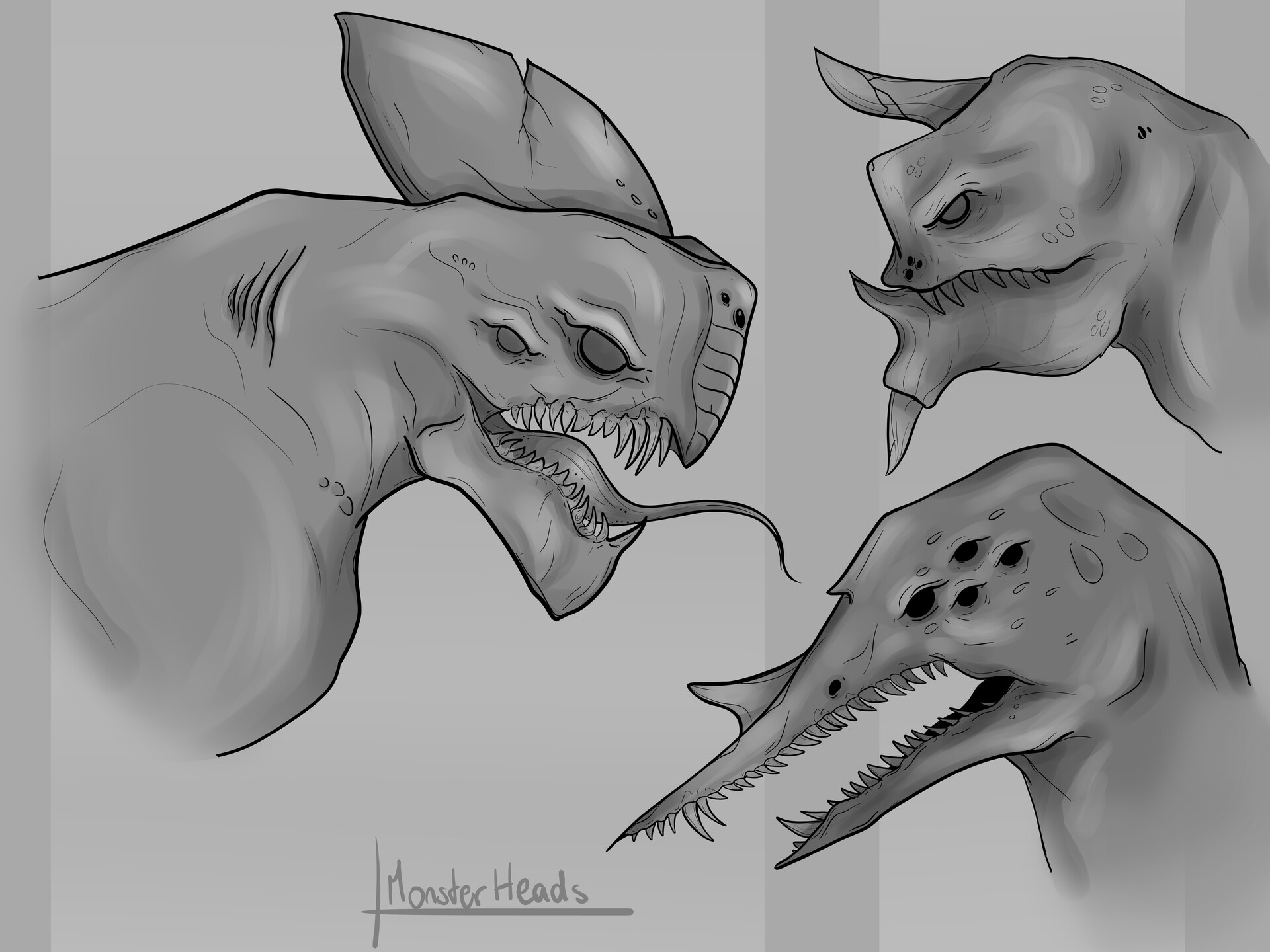 ArtStation - Creature Design - Monster heads